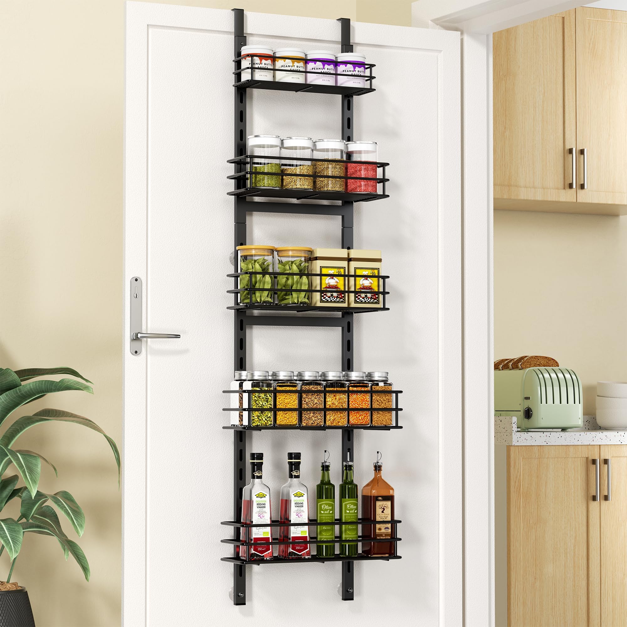 Amazon.com: Purdaz Adjustable 5-Tier Over the Door Pantry Organizer ...