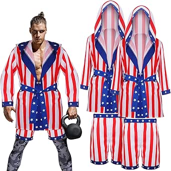 Amazon.com: Panitay 2 Sets Halloween Adult Men Boxing Robe Boxing ...