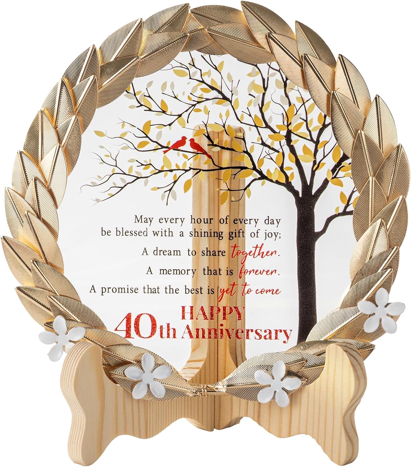 Amazon.com: 40th Anniversary Wedding Gift Crystal Plate with Gold Leaf ...