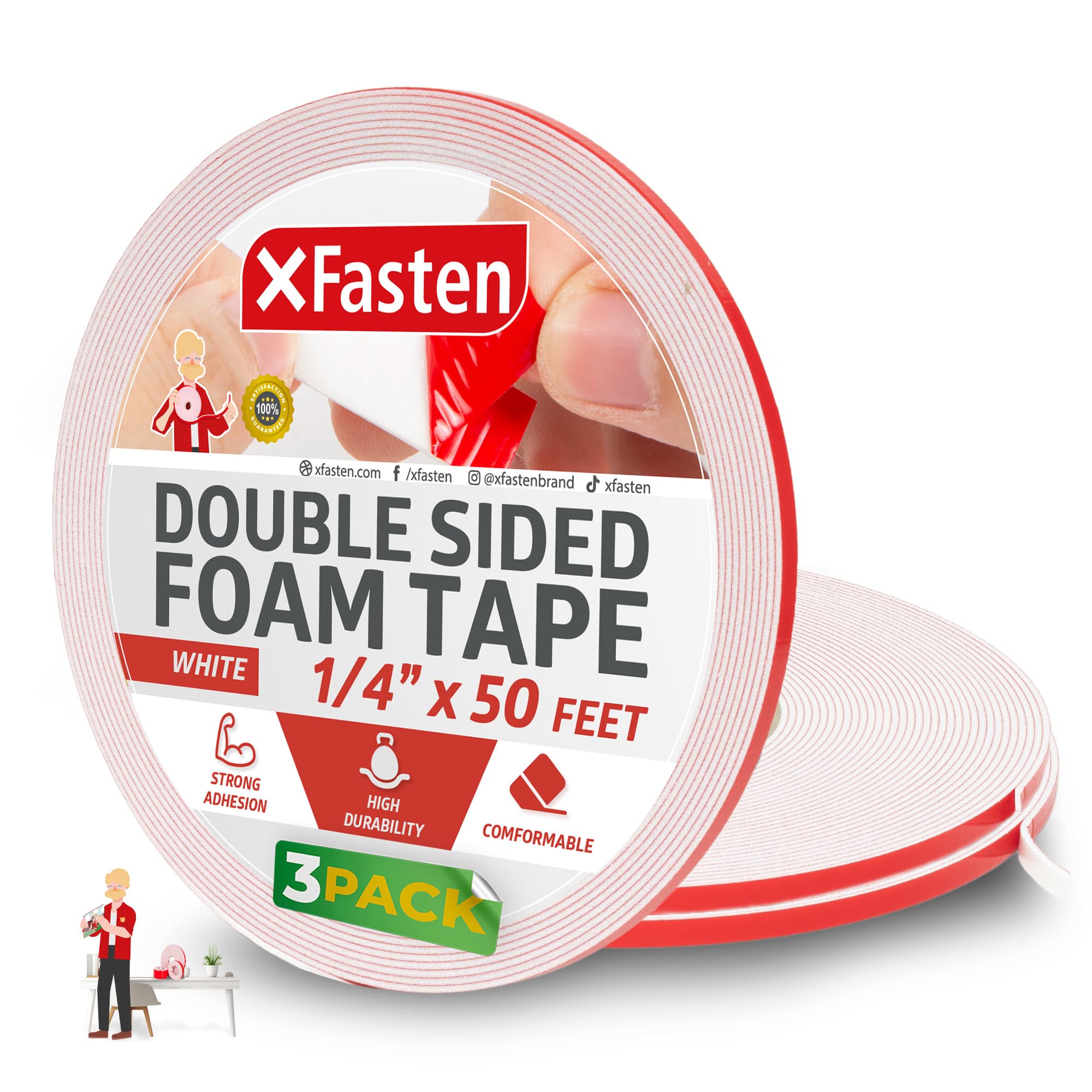 Amazon.com: XFasten Double Sided Foam Tape for Crafts Card Making 1/4 ...