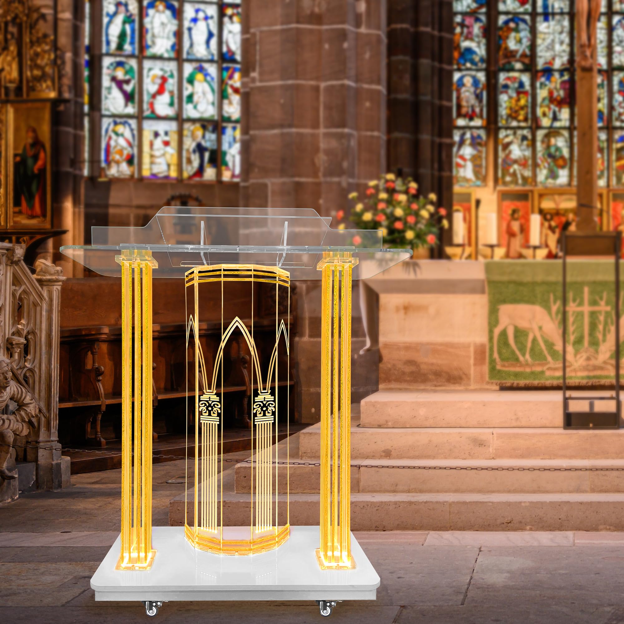 Sierino Acrylic Podium Lecture Table Acrylic Conference Pulpit Stand ...