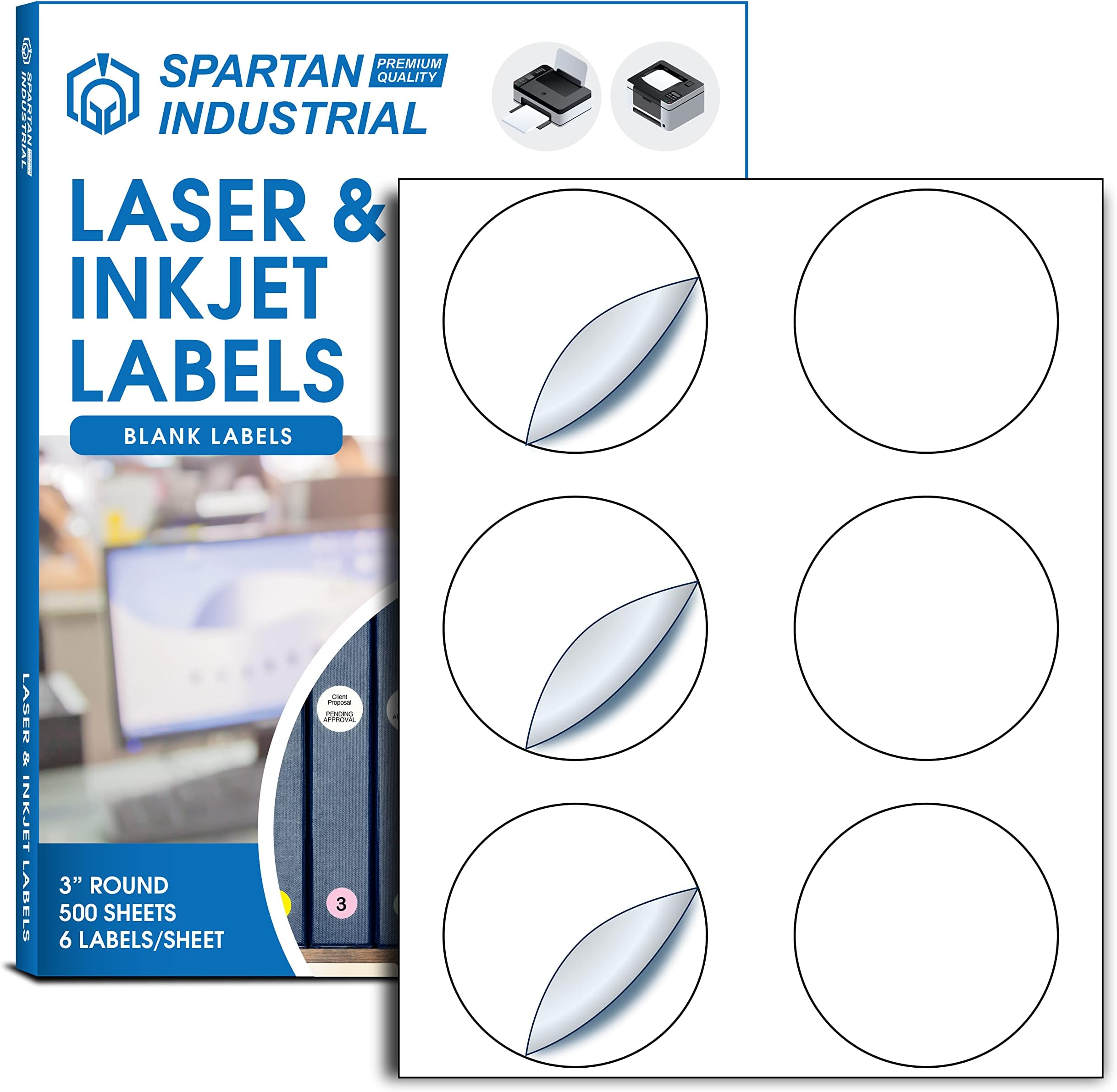 Amazon.com : Spartan Industrial Printable Circle Laser Label - 3" Round ...