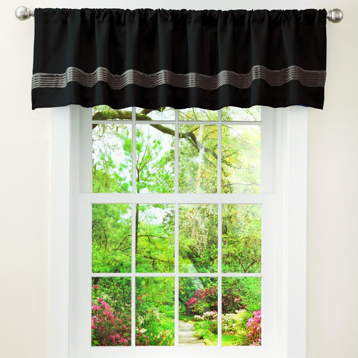 Amazon.com: Lush Decor Pasadena Valance, 18-Inch by 84-Inch, Black/Gray ...