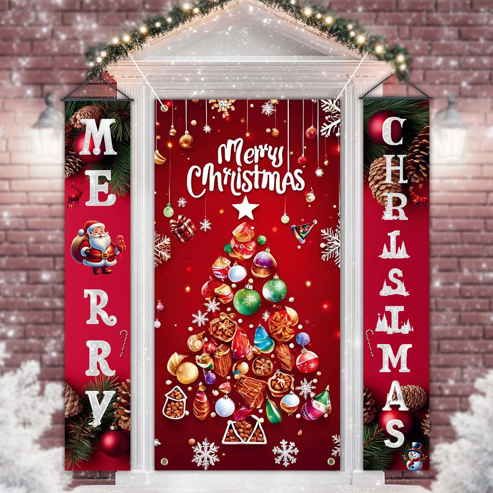 Amazon.com: 3Pcs Christmas Door Cover and Christmas Door Banners Set ...