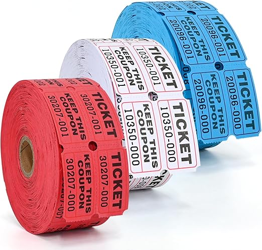 L LIKED Raffle Tickets with Consecutive Serial Numbers, 3 Rolls of 1000 ...