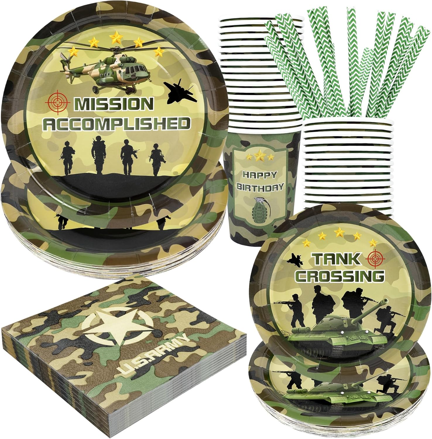 Amazon.com: Army Birthday Party Supplies Decorations, Camo Theme ...