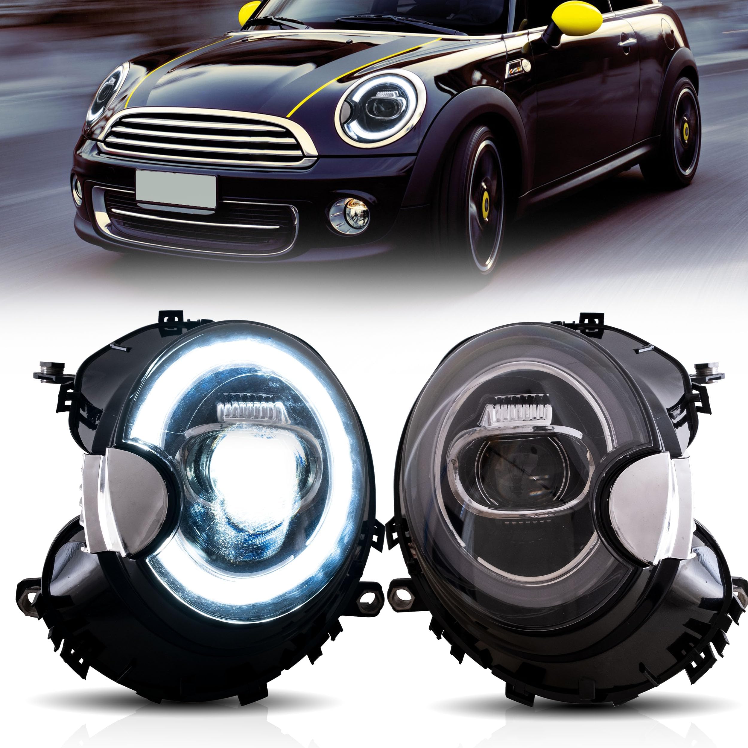Amazon.com: VLAND LED Headlight Fit for Mini Cooper 2nd Gen(R55/R56/R57 ...