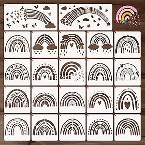 Amazon.com: 22 Pcs Rainbow Painting Stencils Set – 6x6 Inch & 6x12 Inch ...