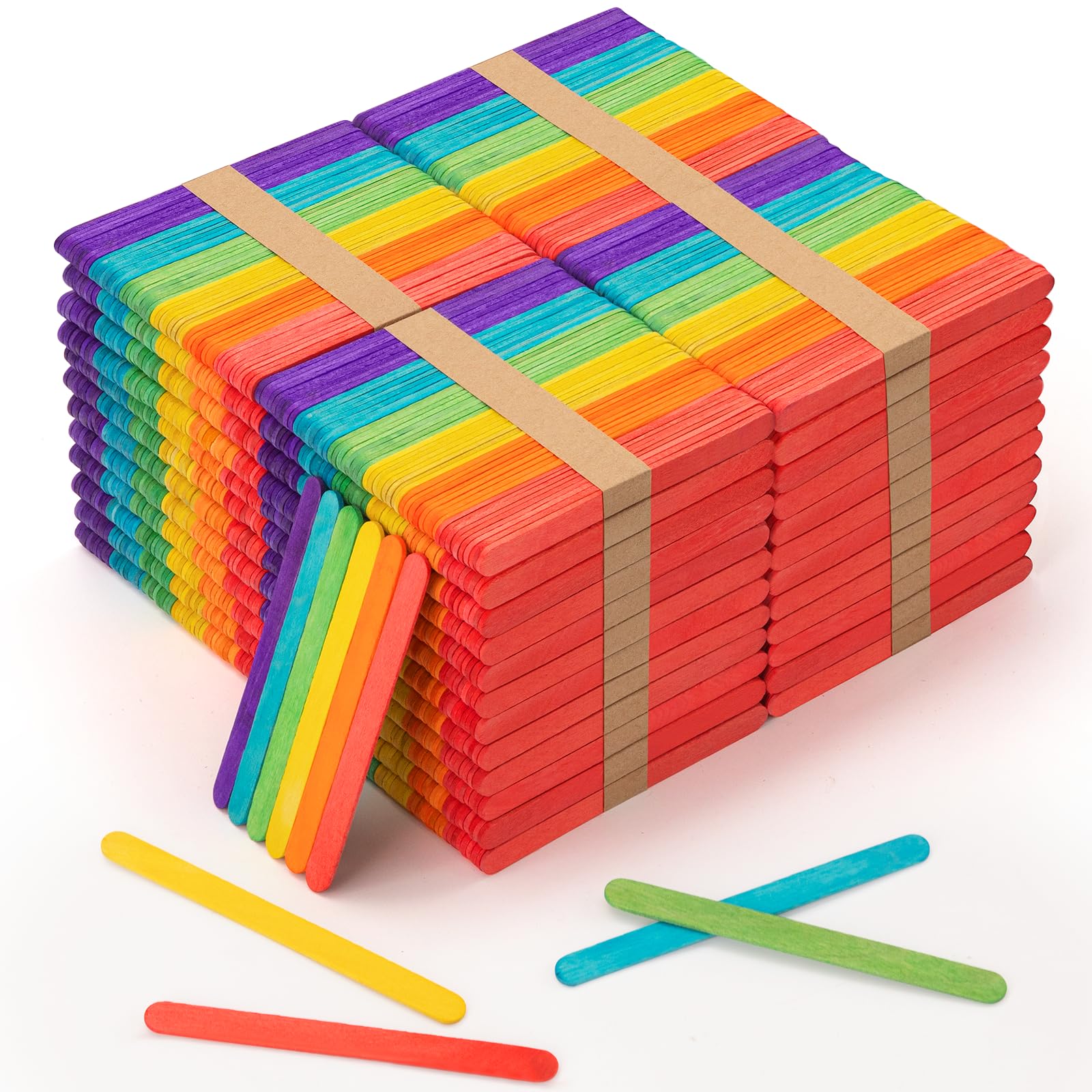 Amazon.com: WISYOK 2400 Pcs Colored Popsicle Sticks for Crafts, 4.5 ...