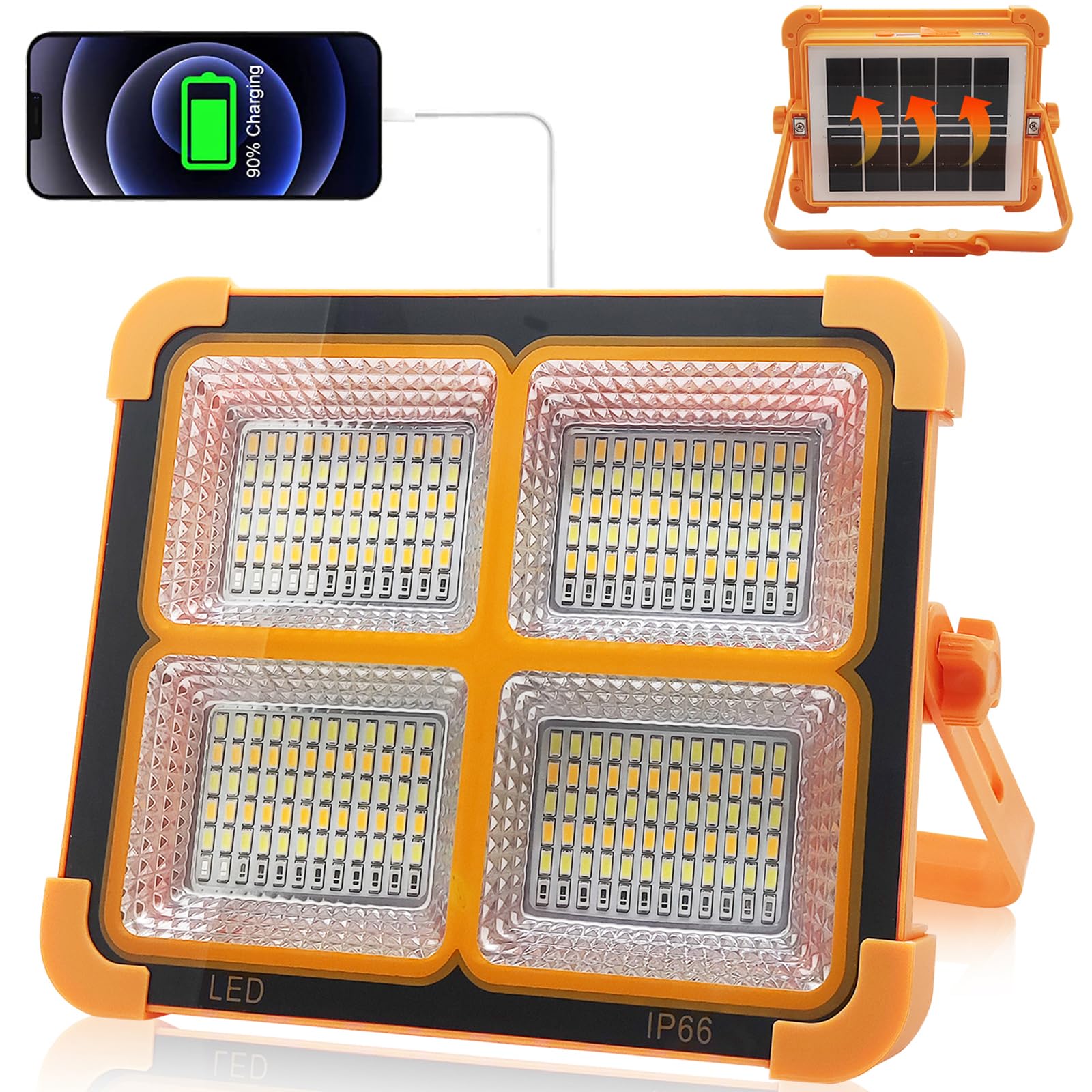 led投光器 充電式 屋外 作業灯 ワークライト 160w 16W 19600LM 超爆発フラッシュ搭載 最長22時間連続点灯 バッテリーライト 防災グッズ AC100V＆DC12V 24V ...