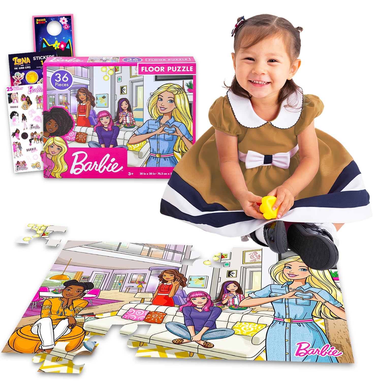 Amazon.com: Barbie Floor Puzzle for Girls - Bundle with 36 Pc Barbie ...