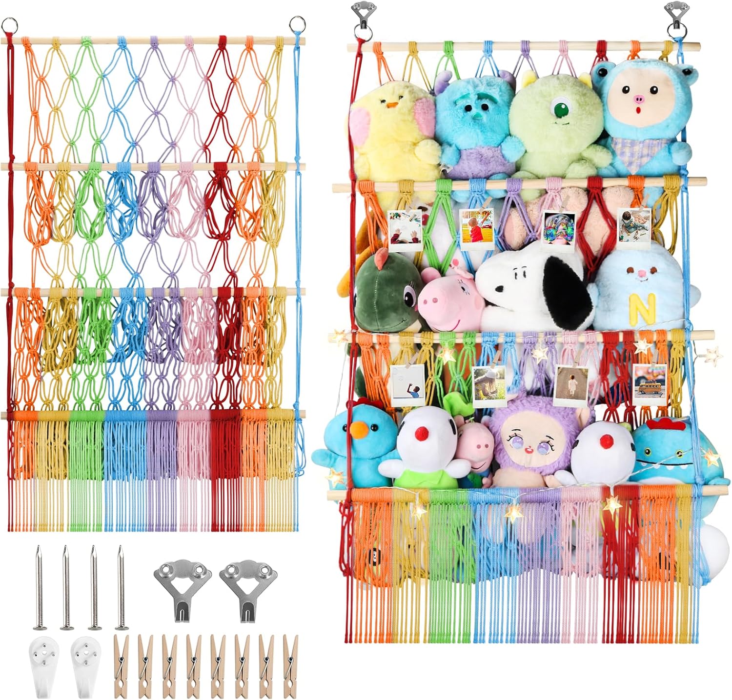 Amazon.com: 3 Tier Stuffed Animal Storage Shelf Net, 24x39 Inch Large ...