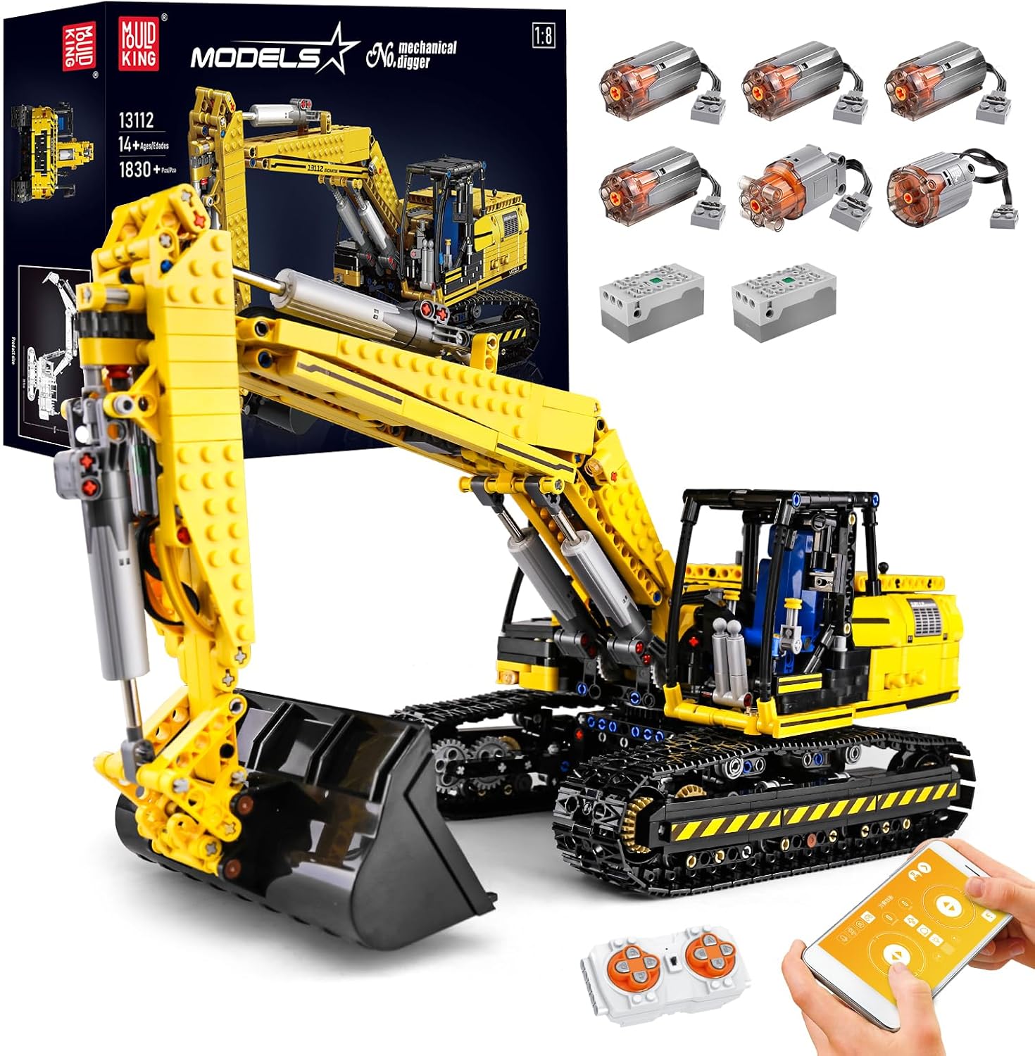 Amazon.com: Mould King RC Excavator Building Set for Boys,13112 MOC ...