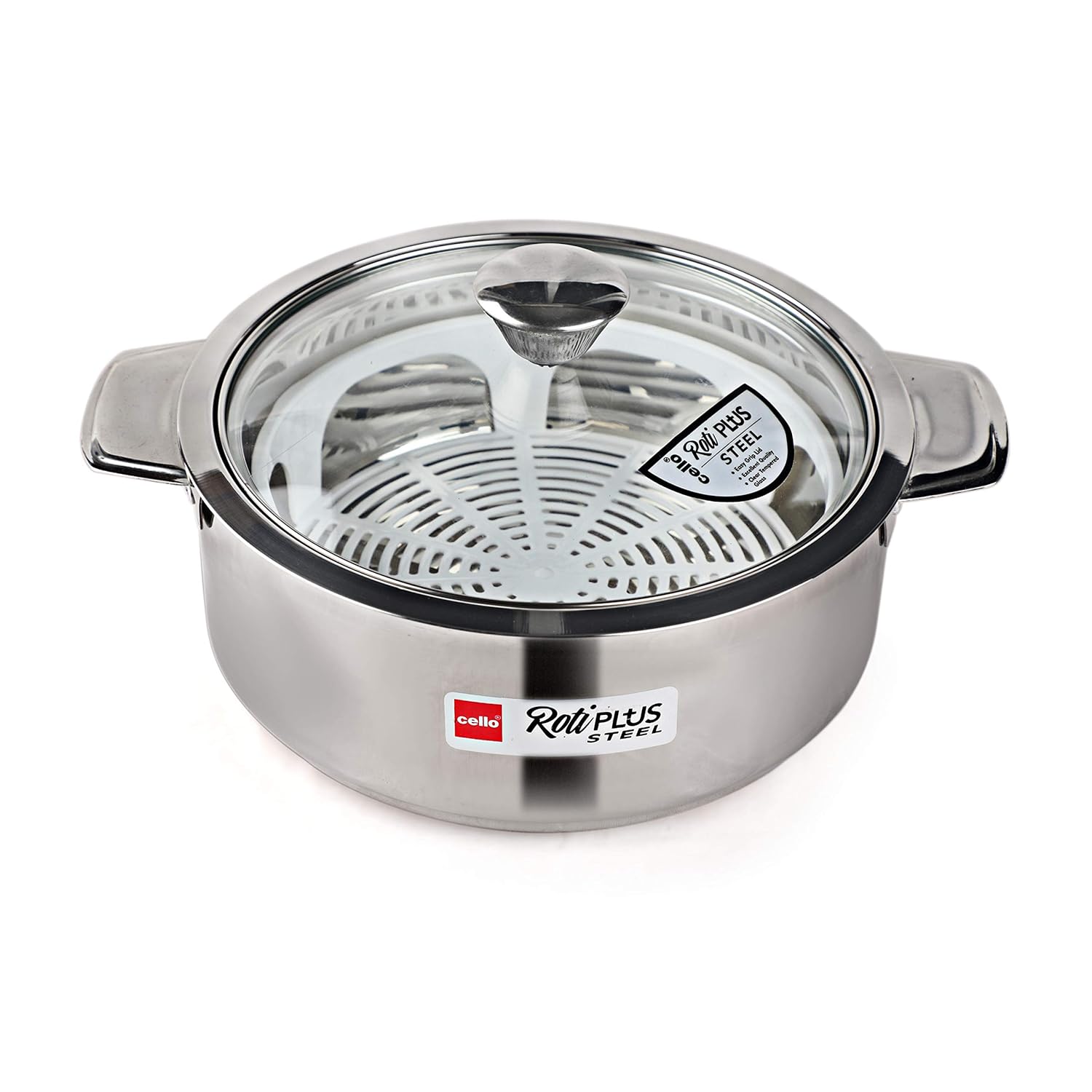 Buy Cello Roti Plus Insulated Stainless Steel Casserole with Glass Lid ...