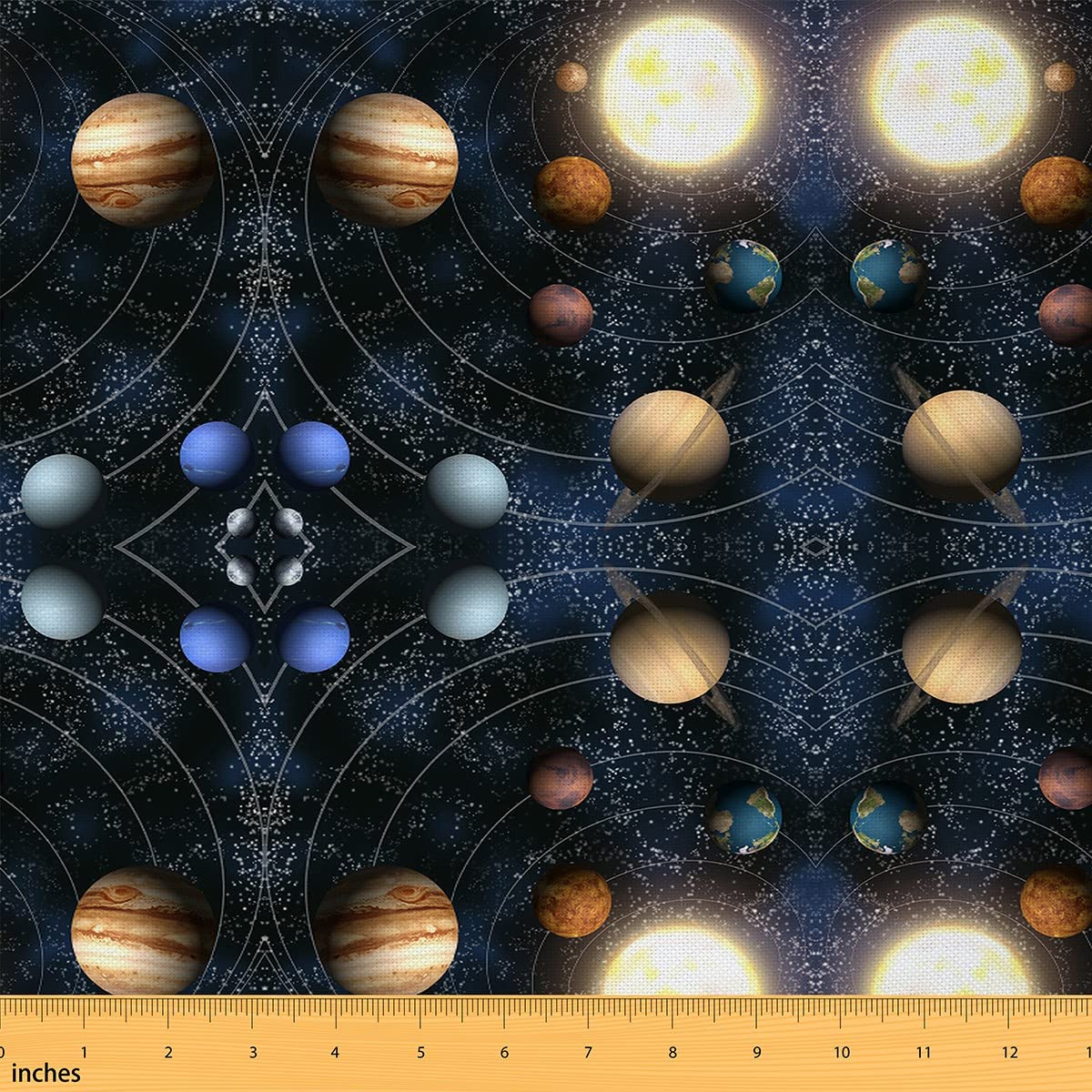Space Fabric by The Yard, Planets Upholstery Fabric, Solar System ...