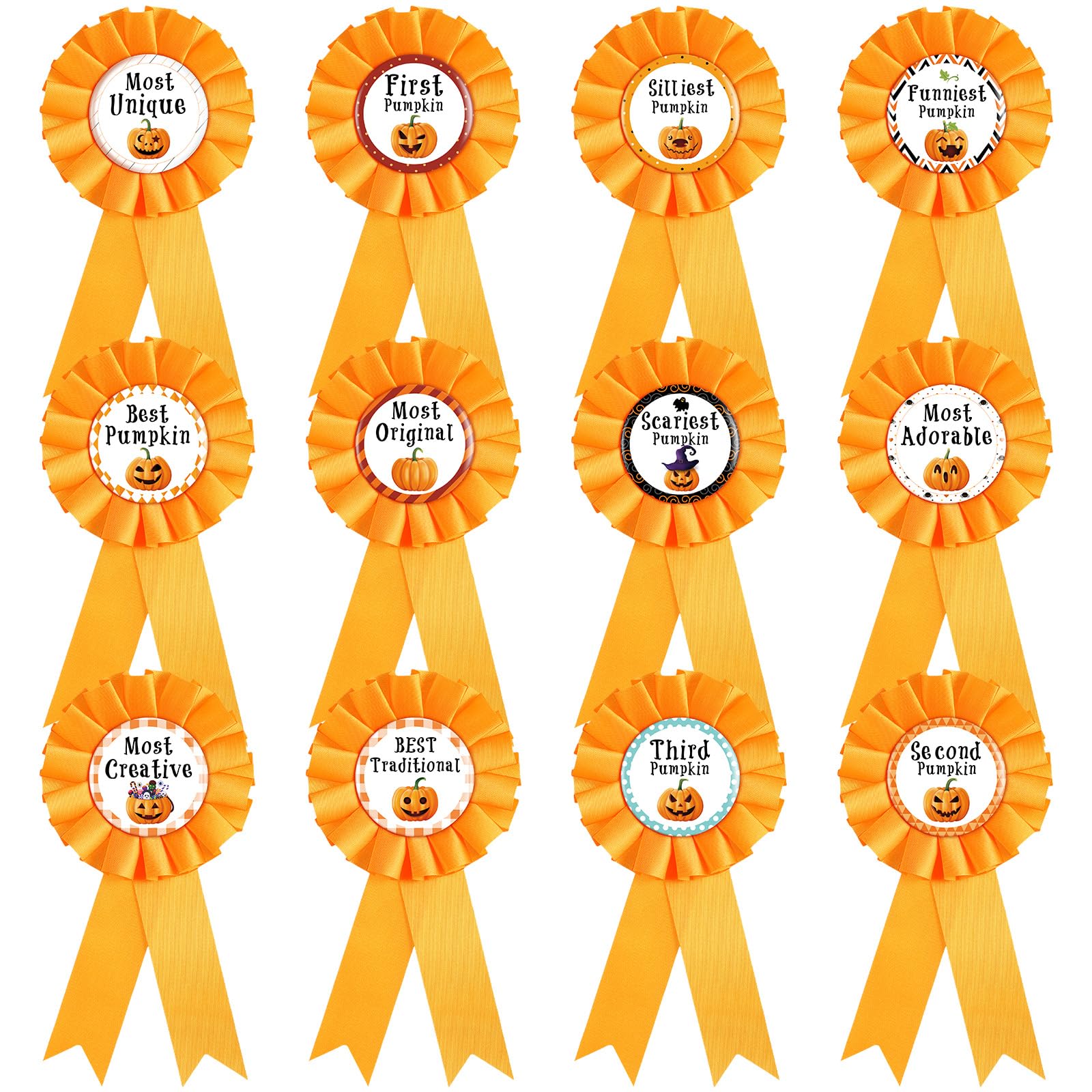 Amazon.com : Tigeen 12 Pcs Halloween Award Ribbons Pumpkin Carving ...