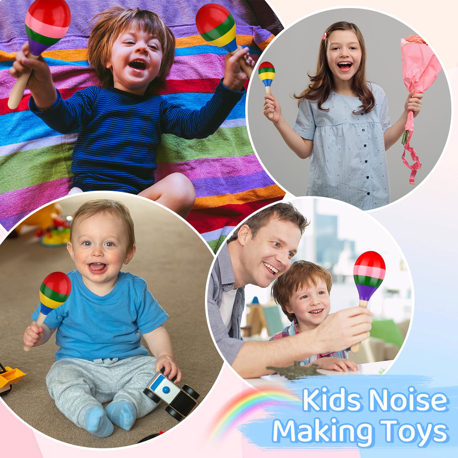 Snapklik.com : 24 Pcs Maracas Hand Percussion Rattles 7.87 Inch Wooden ...