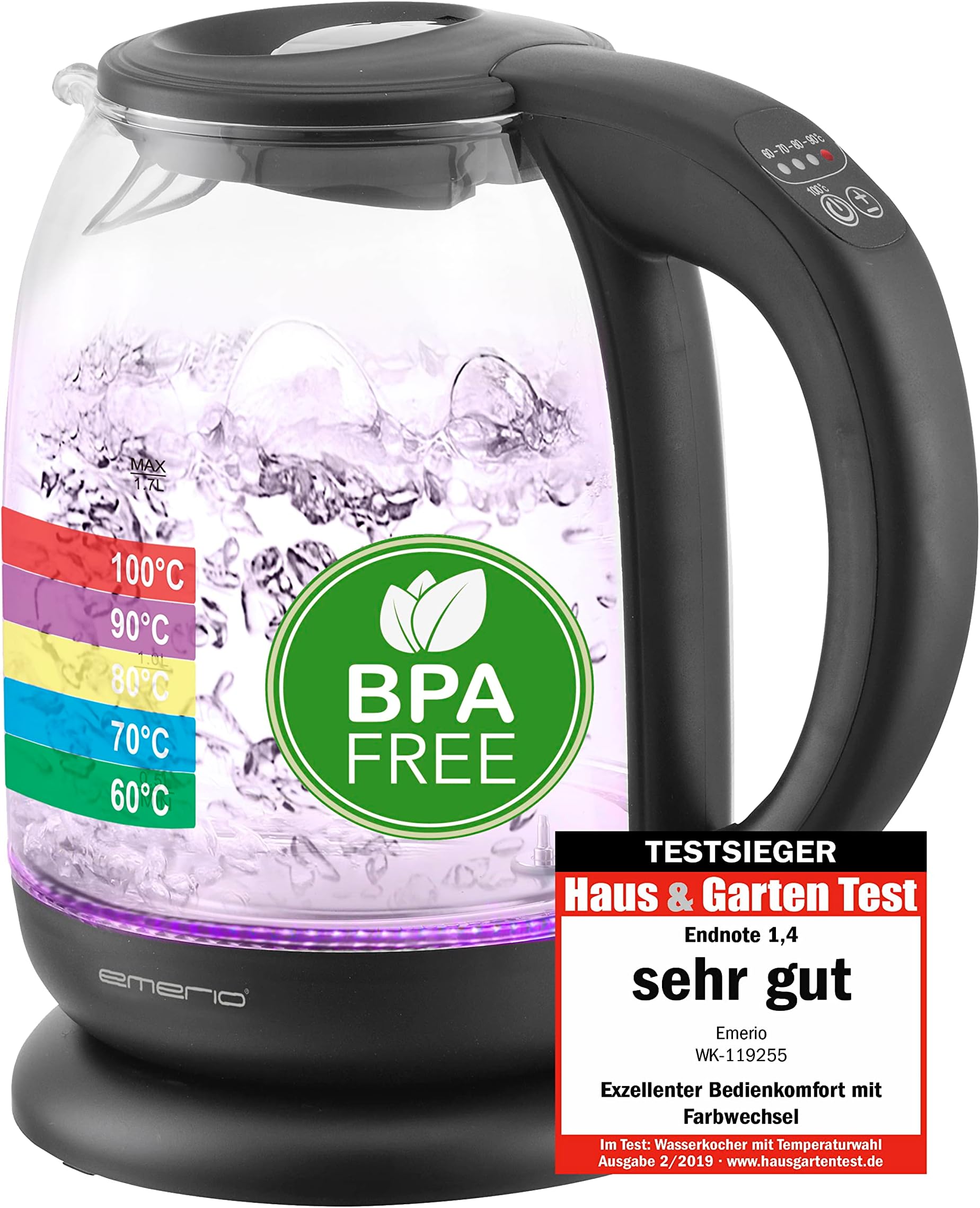 Amazon.de: Arendo - Edelstahl Wasserkocher mit Temperatureinstellung 40 ...