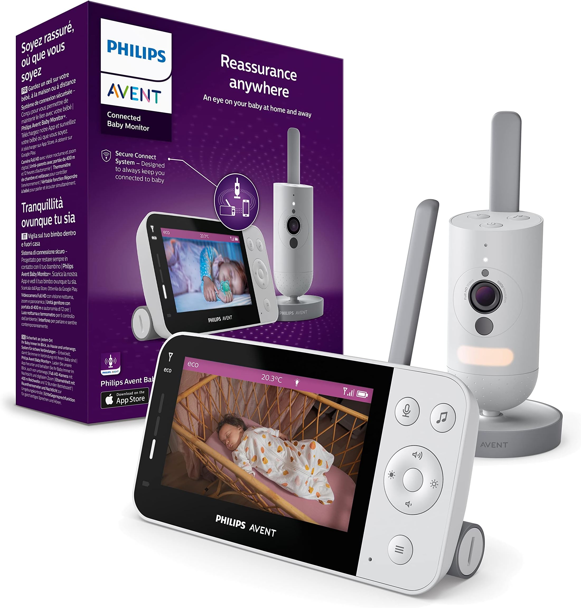 Philips Avent Babyphone caméra Full HD 1080p, Vision nocturne ...