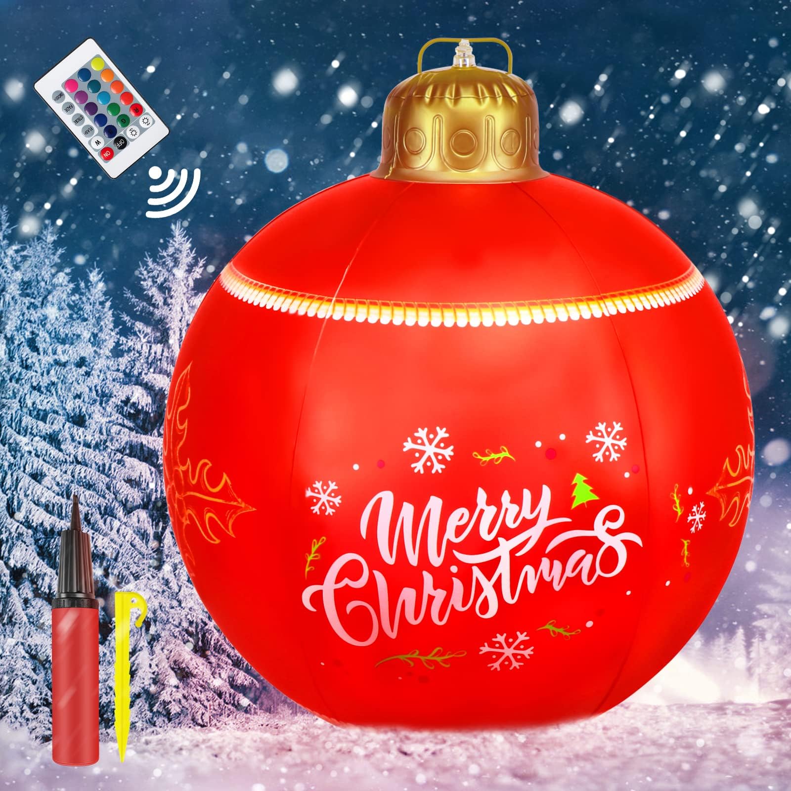 Hysagtek 60CM Christmas Inflatable Ball PVC Inflatable Giant Baubles ...