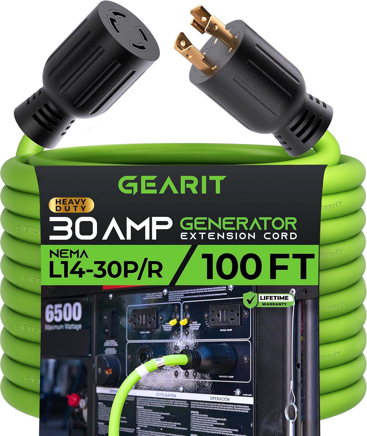 Amazon.com: GearIT 30-Amp Generator Extension Cord (100 Feet) 4-Prong ...