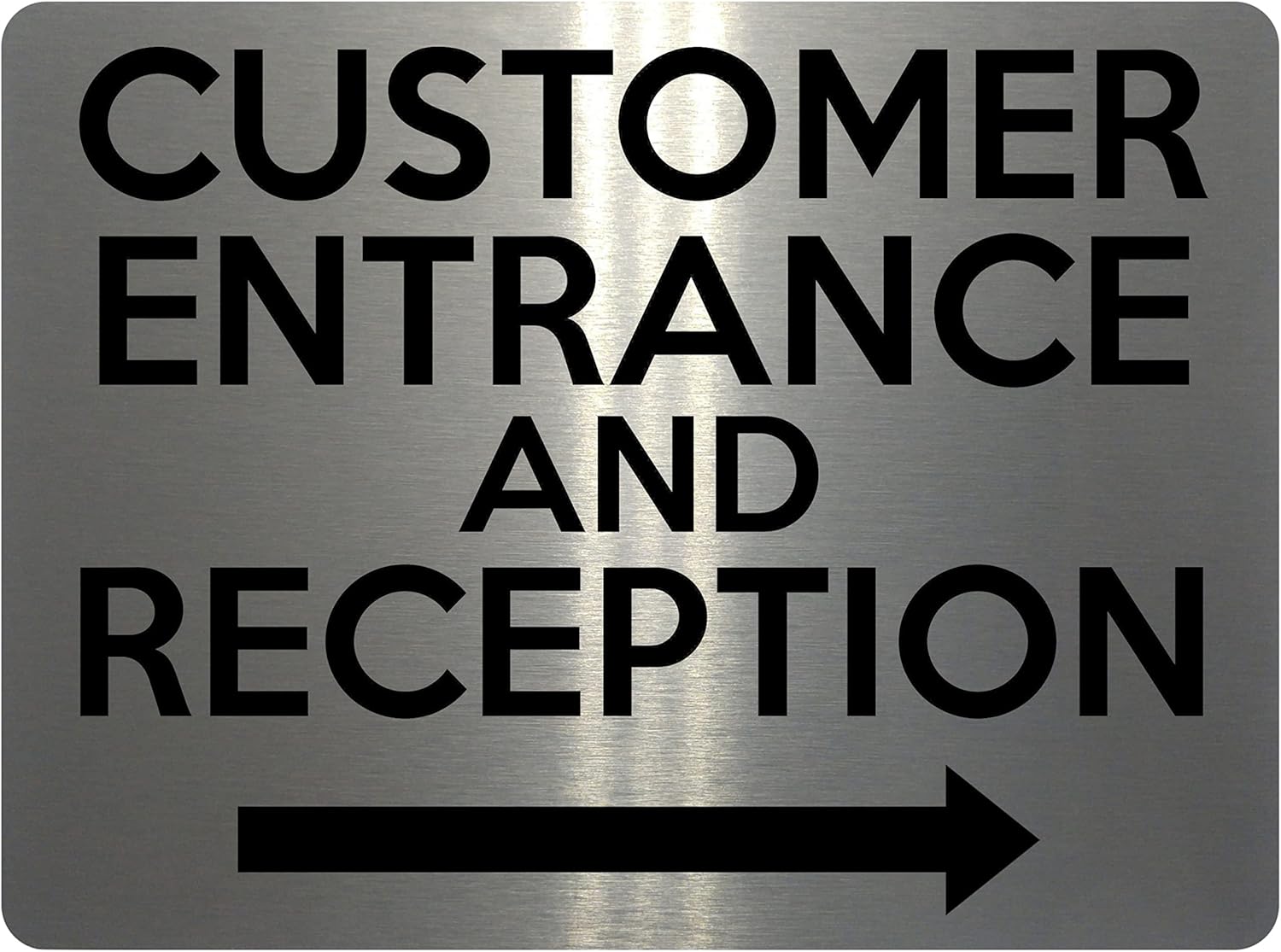 1823 CUSTOMER ENTRANCE AND RECEPTION Arrow Right Metal Aluminium Plaque ...