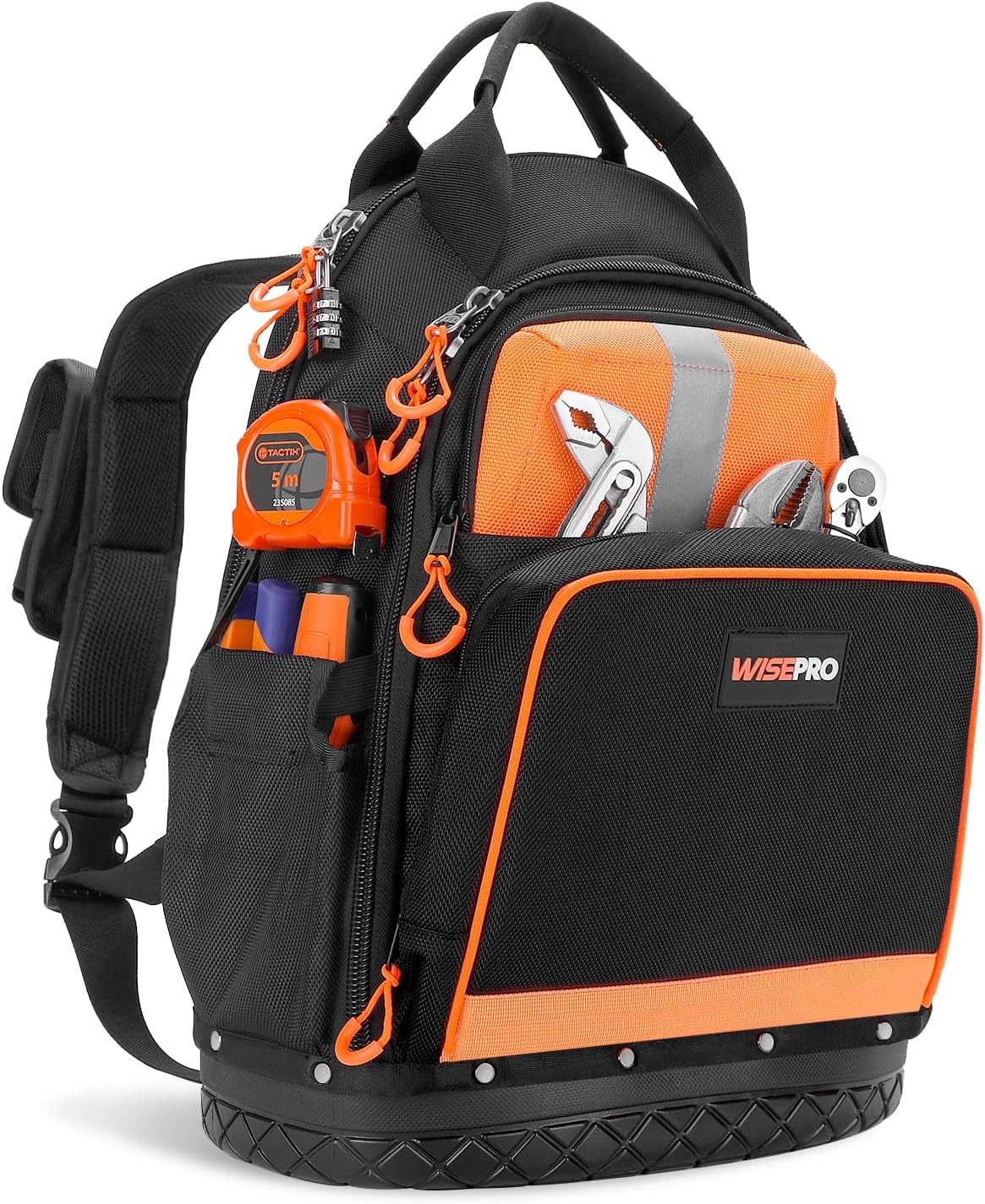 WISEPRO Tool Backpack with Laptop Compartment, Heavy Duty Electrician ...
