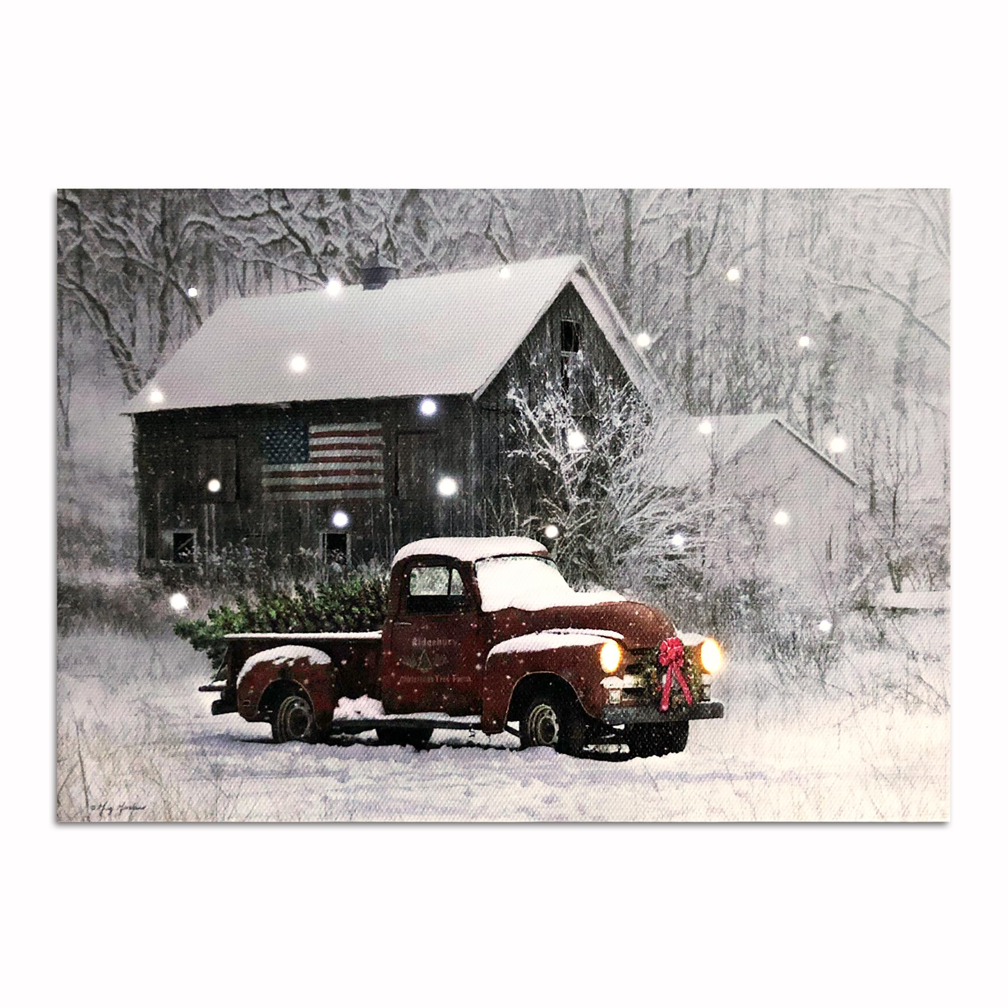Amazon.com: LED Light Up Winter Barn Small Canvas Wall Art, Tabletop ...