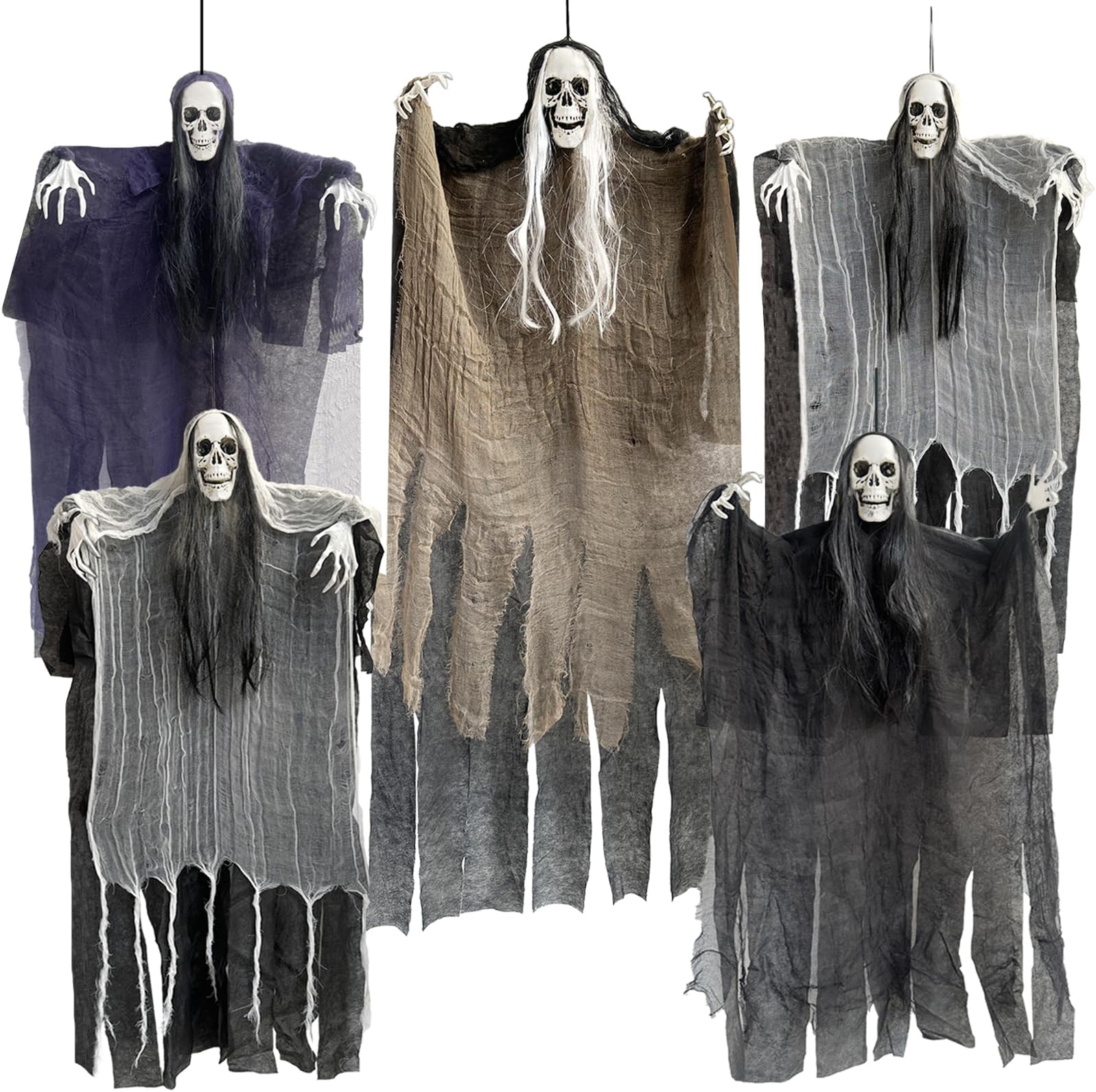 Amazon.com: HABISI 5 Packs Halloween Hanging Grim Reapers Decor - one ...