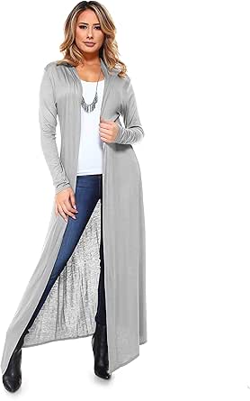 Isaac Liev Women's Super Long Flowy Floor Length Maxi Cardigan Duster ...