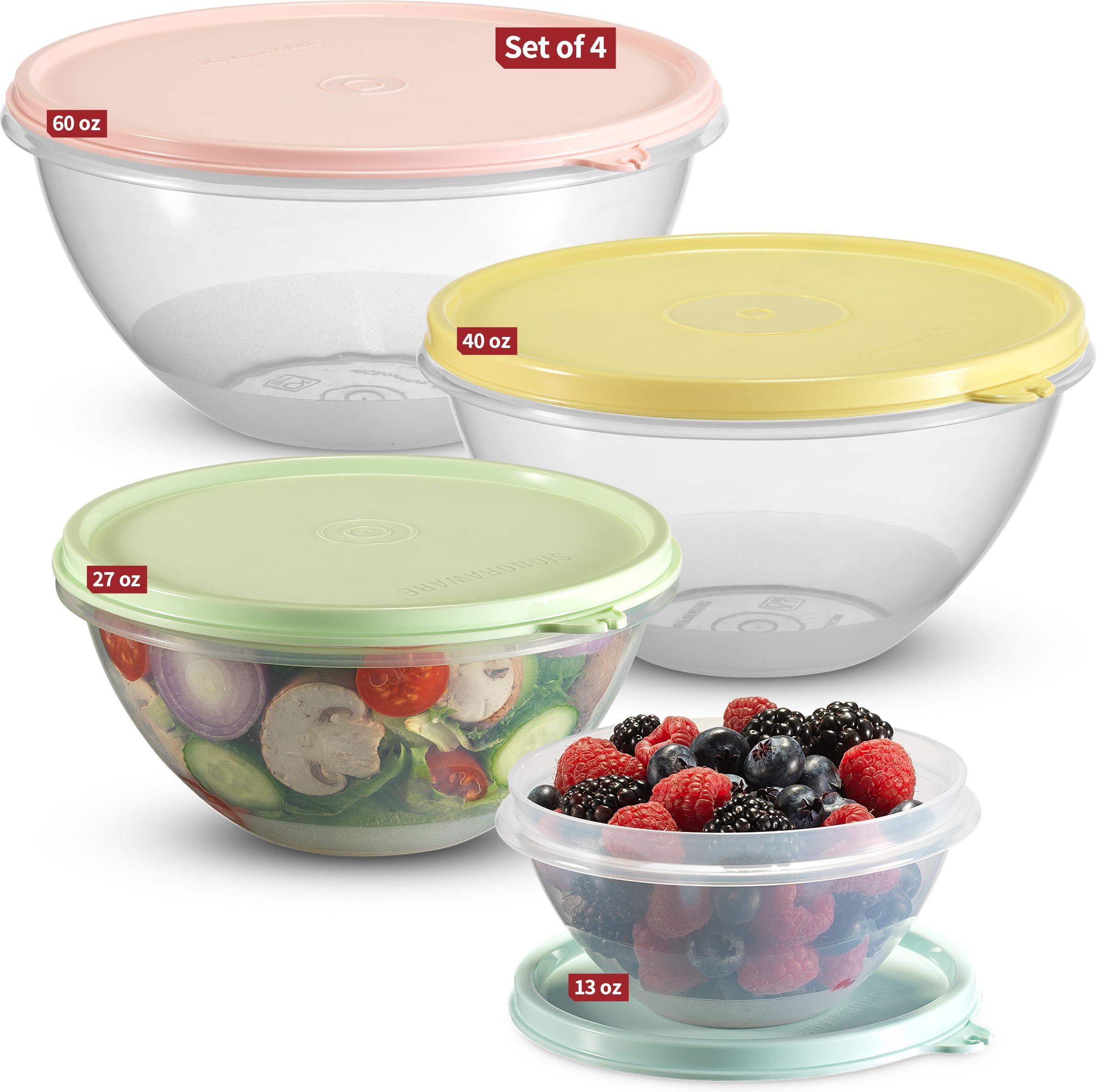 Amazon.com: Food Storage Containers with Lids Set of 4 - 60oz, 40oz ...
