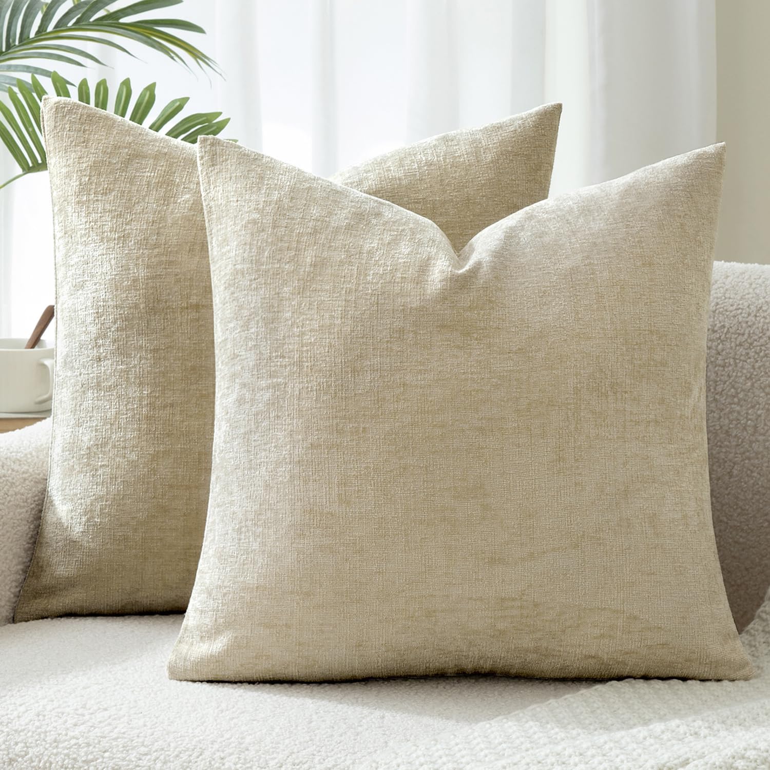 Amazon.com: MIULEE Pack of 2 Beige Decorative Pillow Covers 18x18 Inch ...