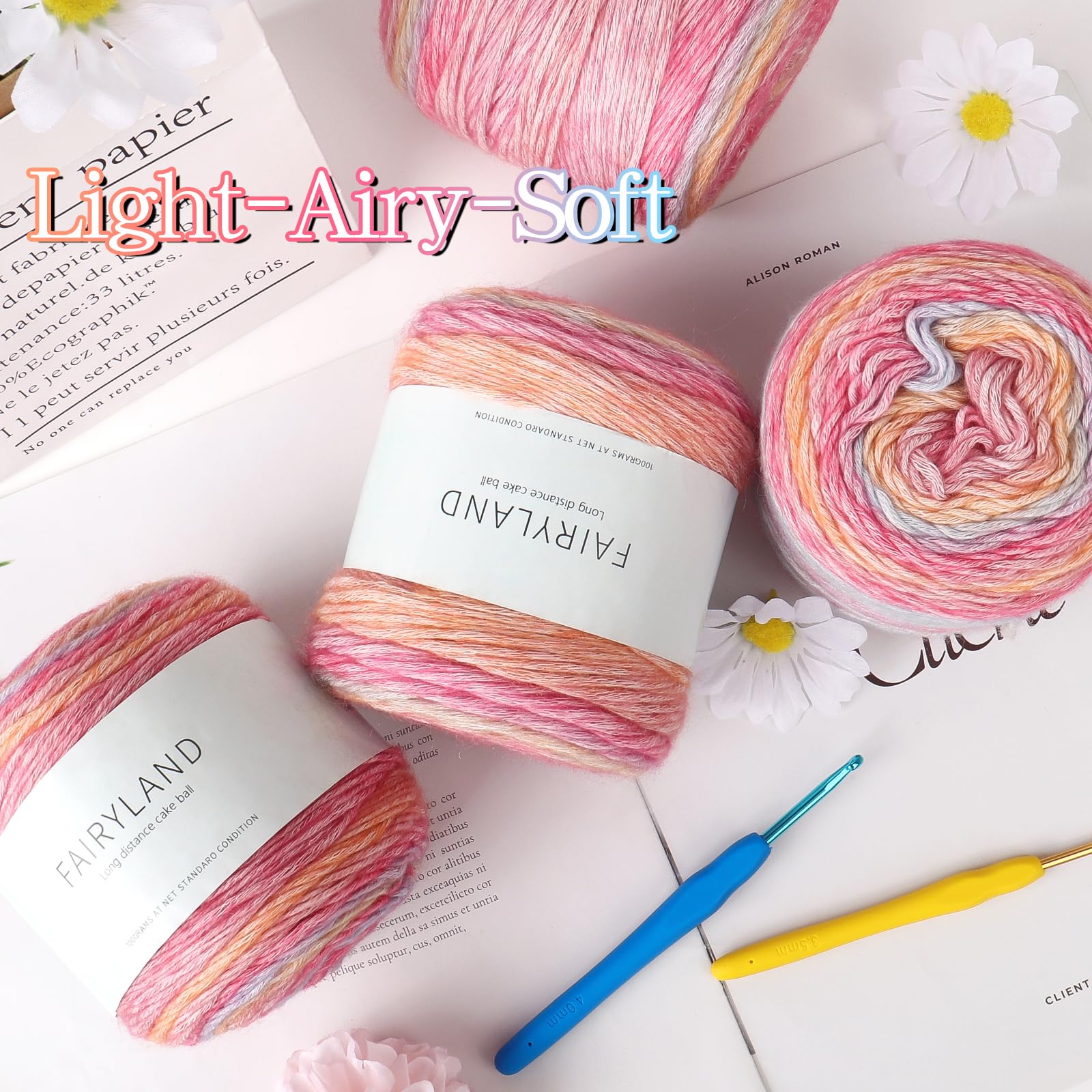 Reessy Crochet Yarn, 4100g Gradient Yarn for Crochet, Multicolor Yarn ...