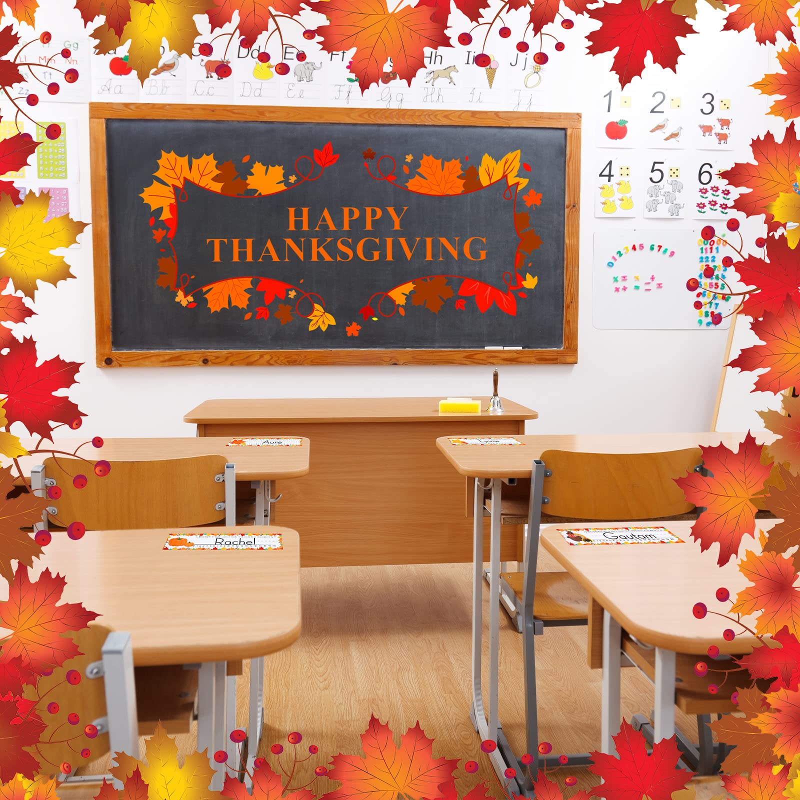 Snapklik.com : 60 Pcs Thanksgiving Student Nameplate Classroom Flat ...