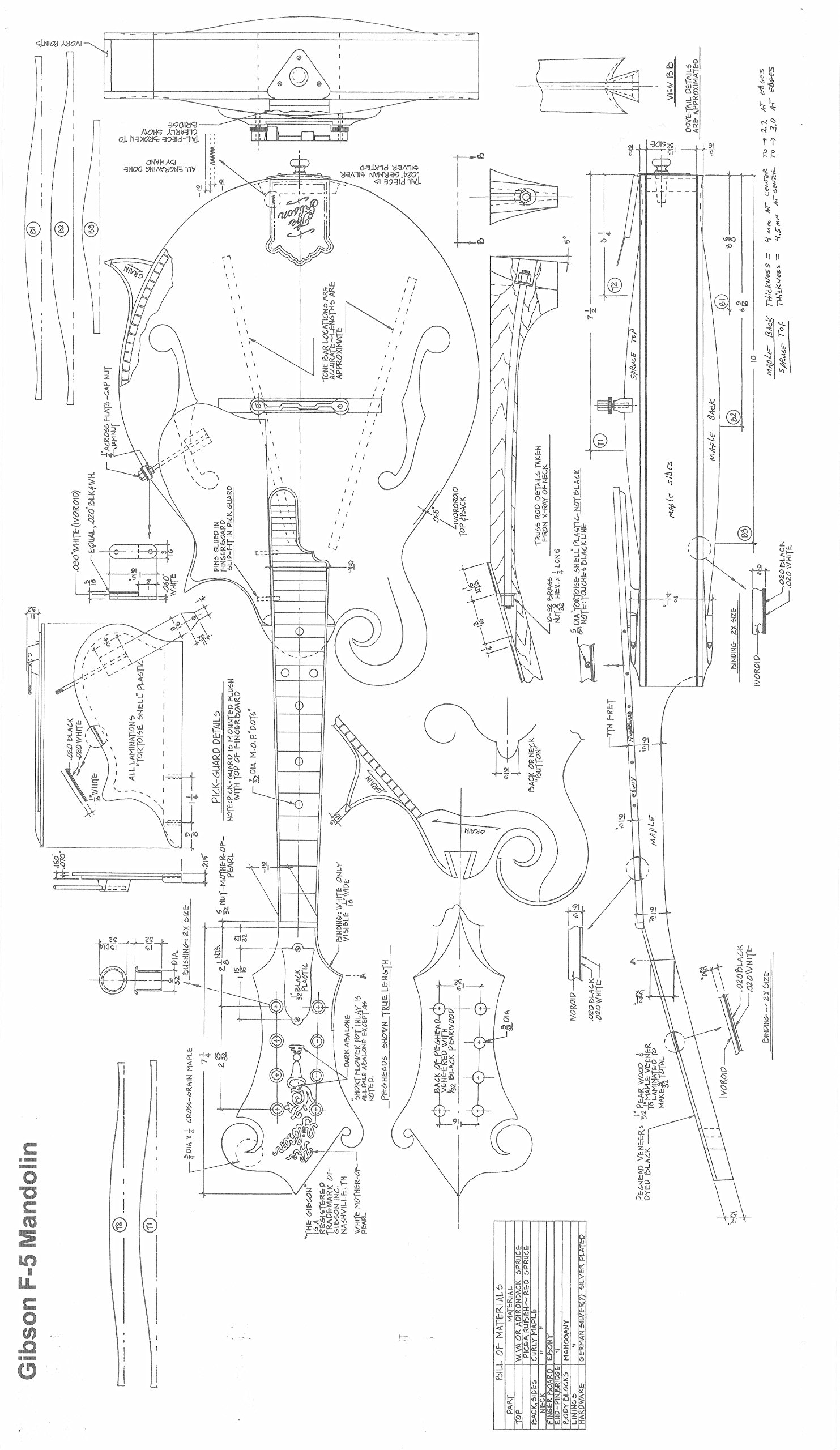 Amazon.com: F-5 Style Mandolin Plans - Full Scale Design Drawings ...