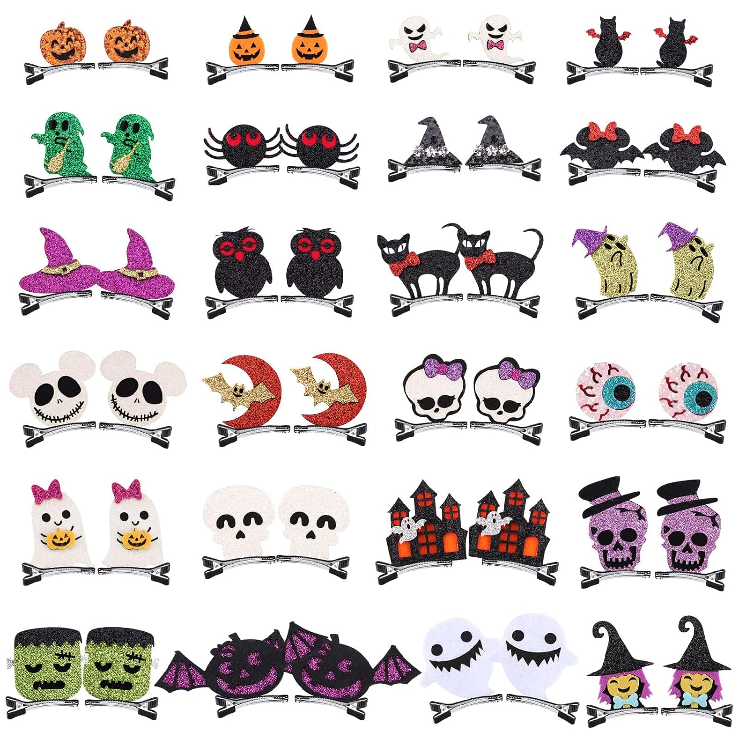 Amazon.com : 48PCS Halloween Hair Clips EBANKU Halloween Cartoon Hair ...