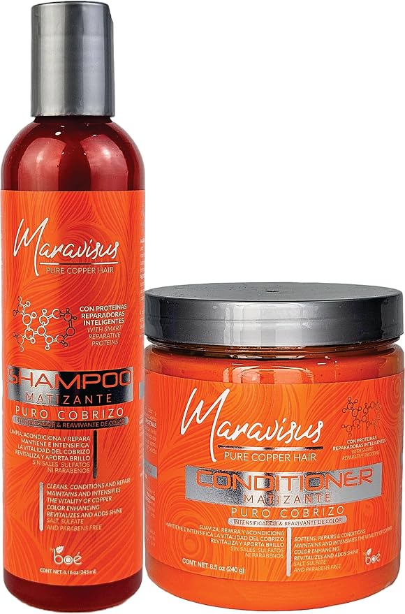 Amazon.com : Maravisus Pure Copper Hair Shampoo 8.16 oz and Conditioner ...