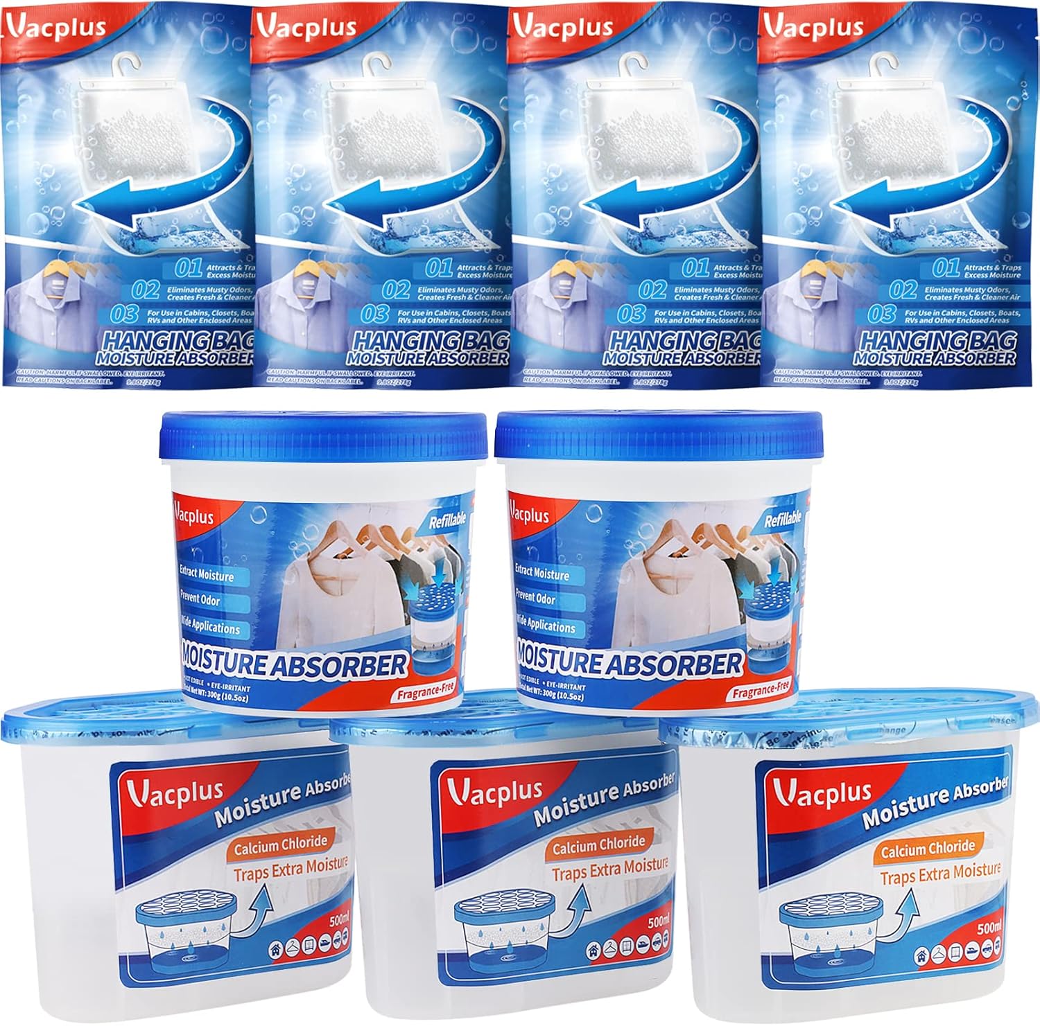 Amazon.com - Vacplus Moisture Absorbers Combo - 9 Pack, Multi-Type ...
