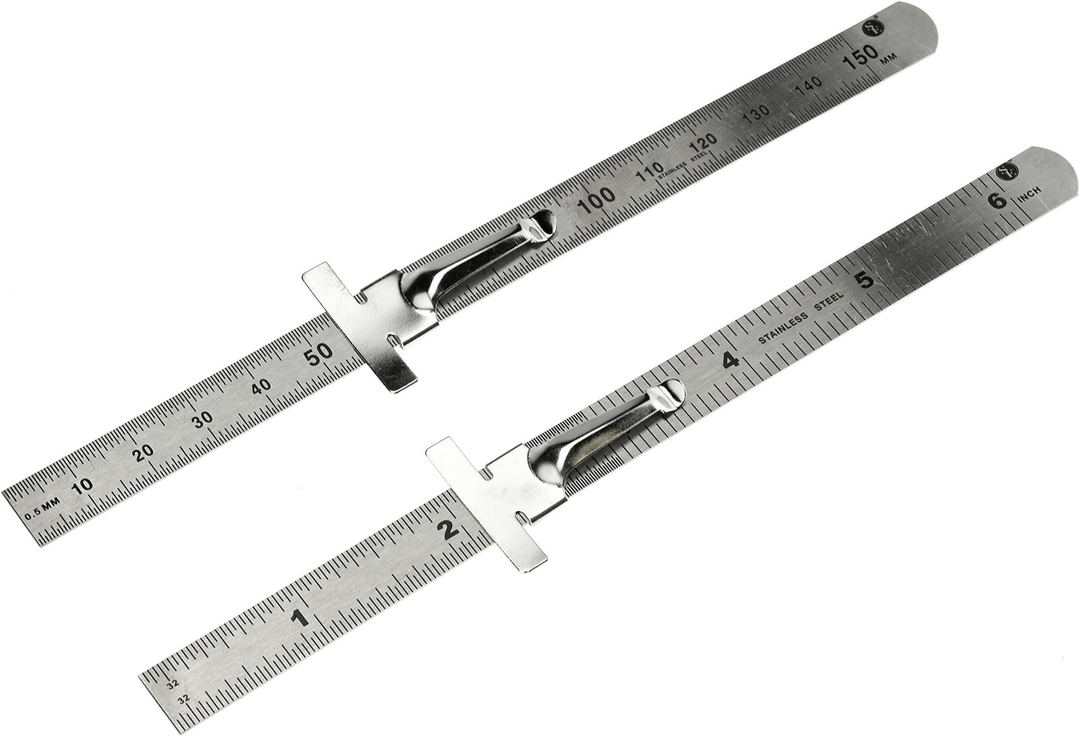 Kristeel Shinwa Pocket Clip Rule 6" 150 mm Rigid English Metric ...