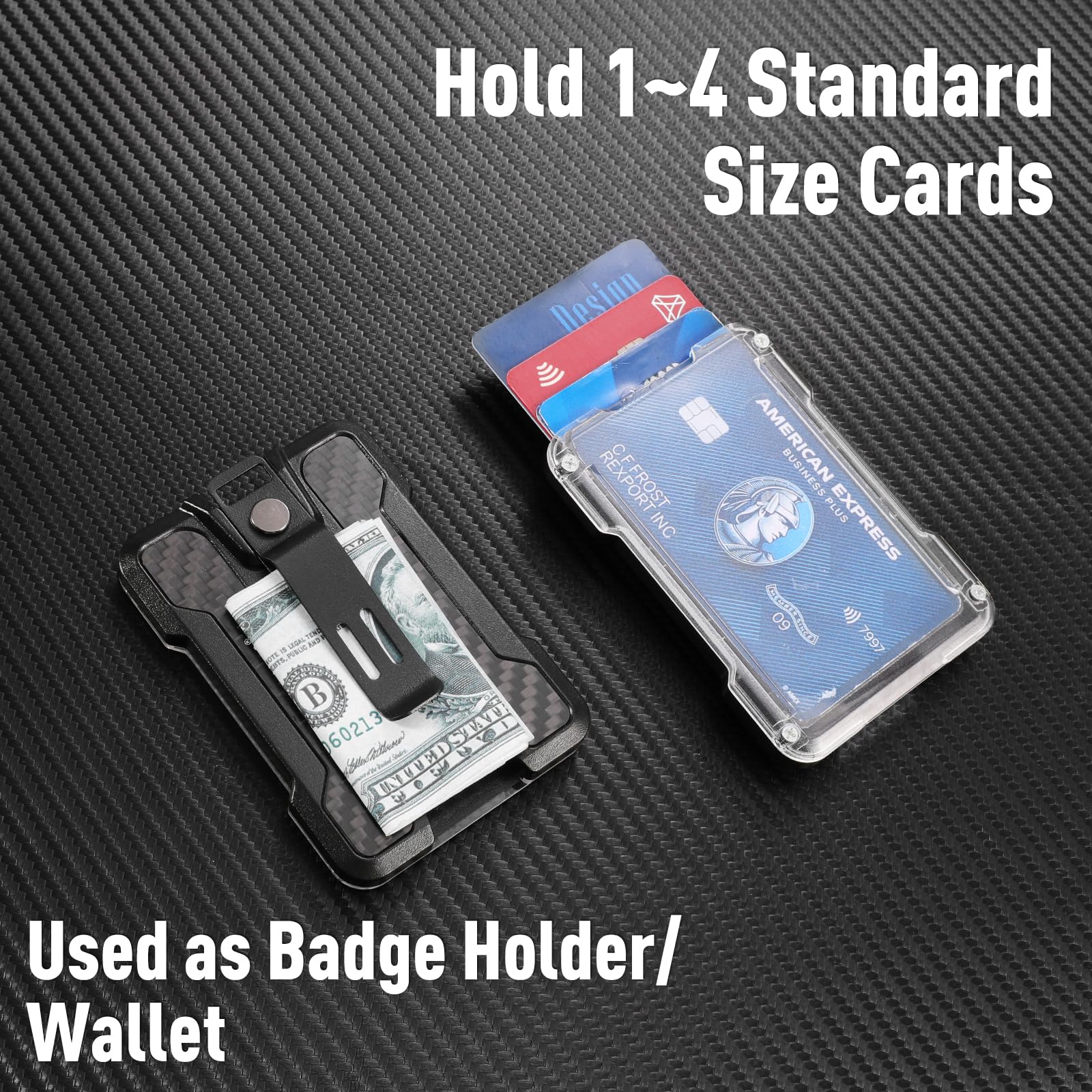LAHAWAHA Carbon Fiber Badge Holder, Durable ID Card Holder with Metal ...