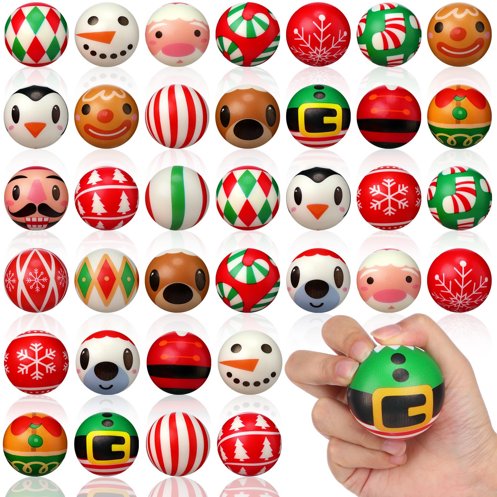 Amazon.com: Libima 36 Pcs Christmas Stress Balls Toys Bulk, 2 Inch Foam ...