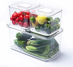 AZONEIN Clear Plastic Stackable Storage Boxes - Kitchen Fruit Freezer ...