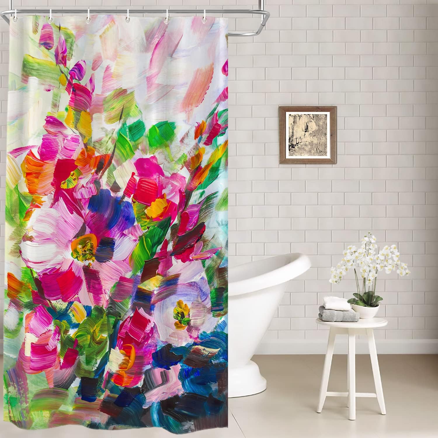 Amazon.com: Batmerry Colorful Impressionism Oil Painting Decor Shower ...