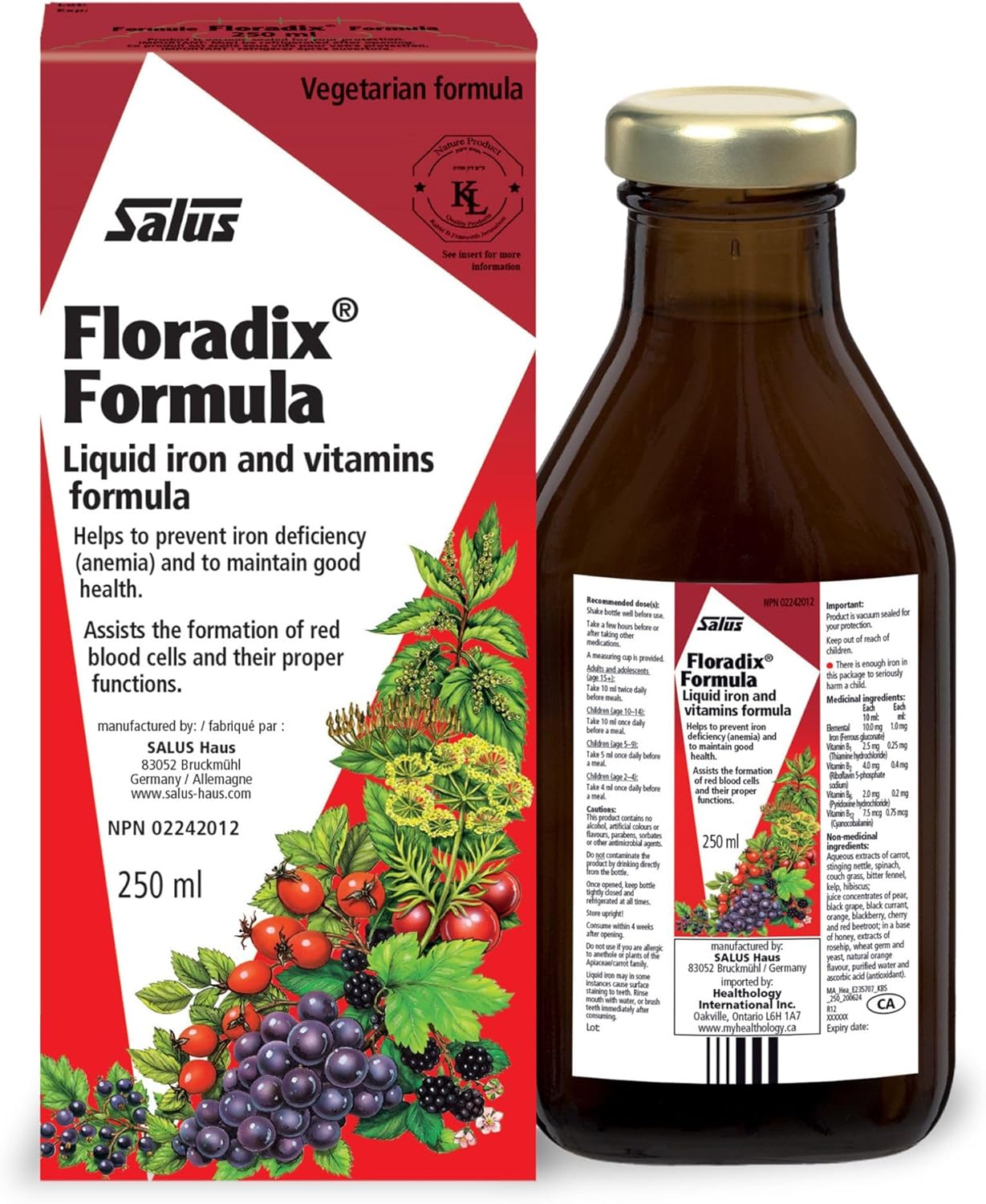 Salus Floradix Liquid Iron and Vitamins | Herbal Iron Supplement for ...