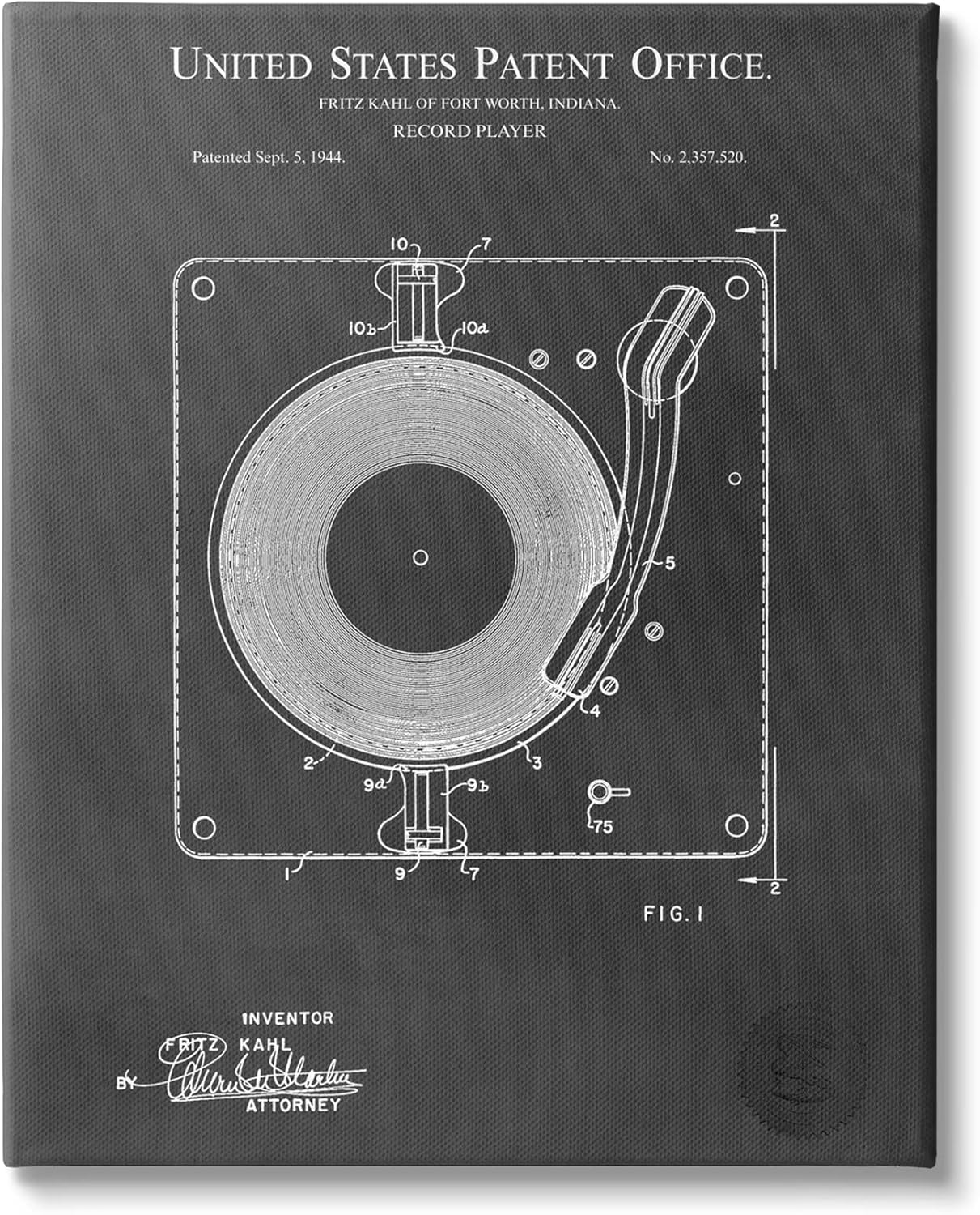 Amazon.com: Stupell Industries Turntable Record Player Diagram ...