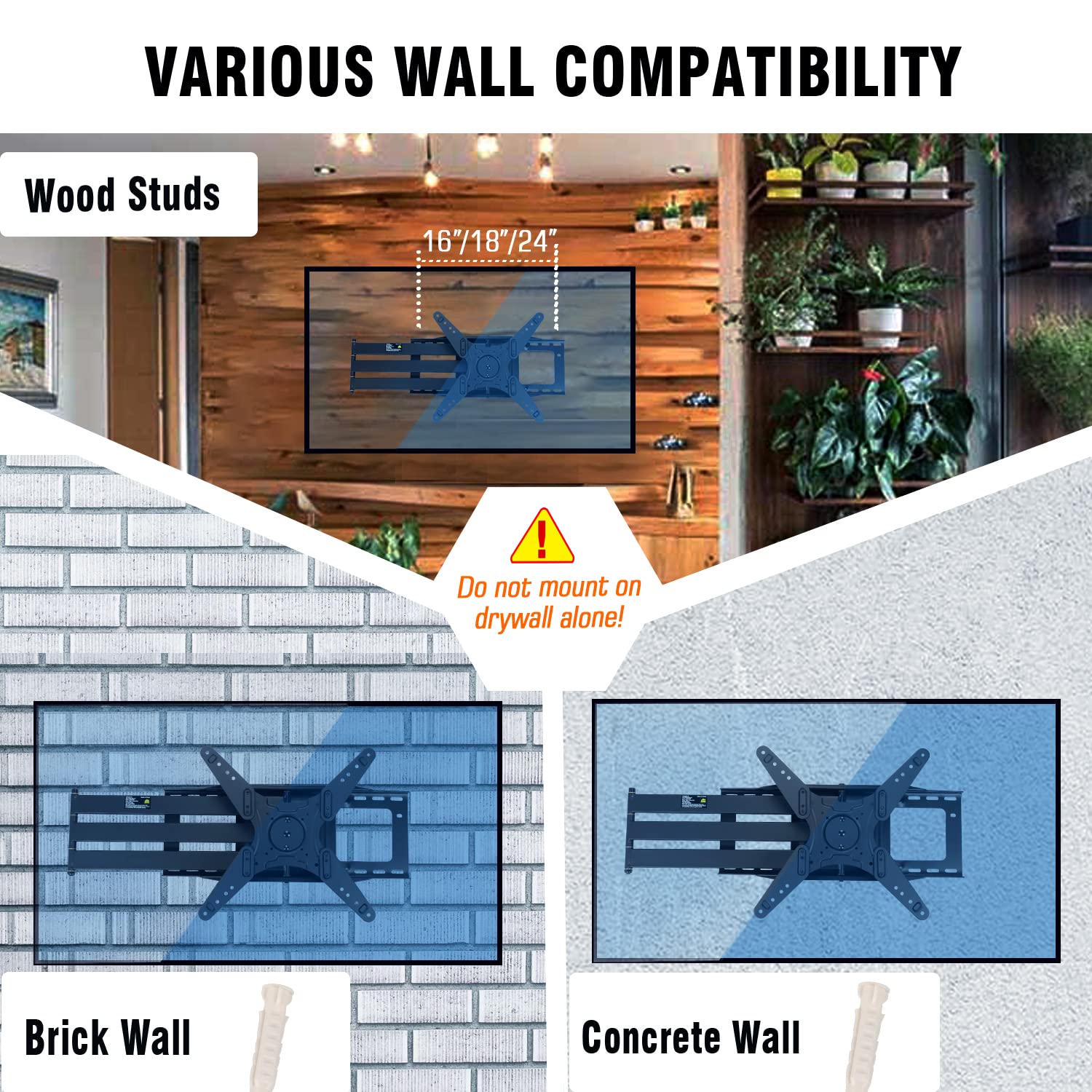 Long Arm TV Wall Mount Heavy Duty, Portrait TV Mount,Outdoor TV Wall ...