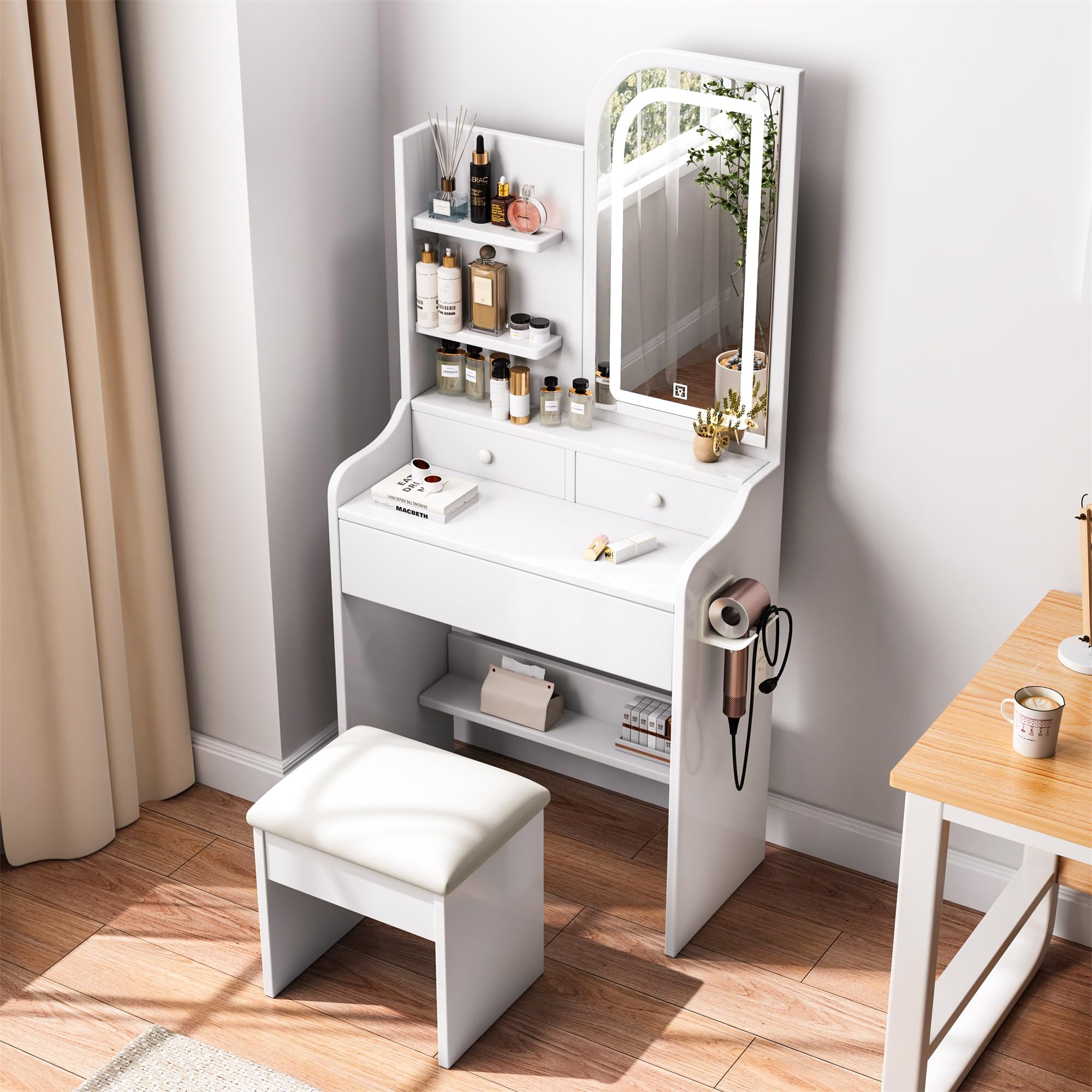 Amazon.com: RuiSiSi 3 in 1 Makeup Vanity Desk, Small Makeup Vanity with ...