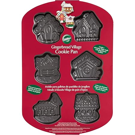 Amazon.com: Wilton 6 Cavity Gingerbread Village Cookie Pan: Cookie ...