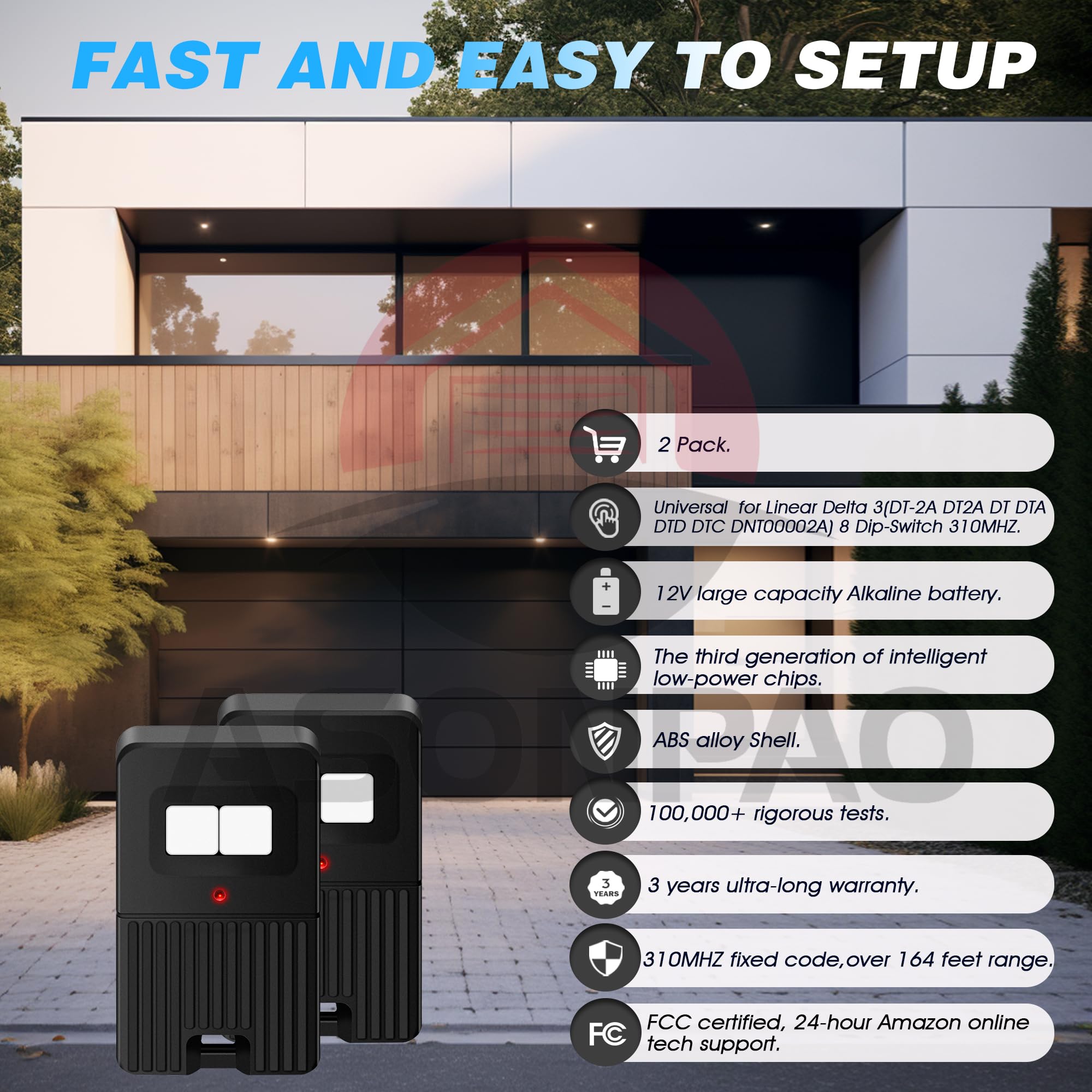 Snapklik.com : 2 For Linear DTC Delta 3 Remote 2-Button Garage Door ...