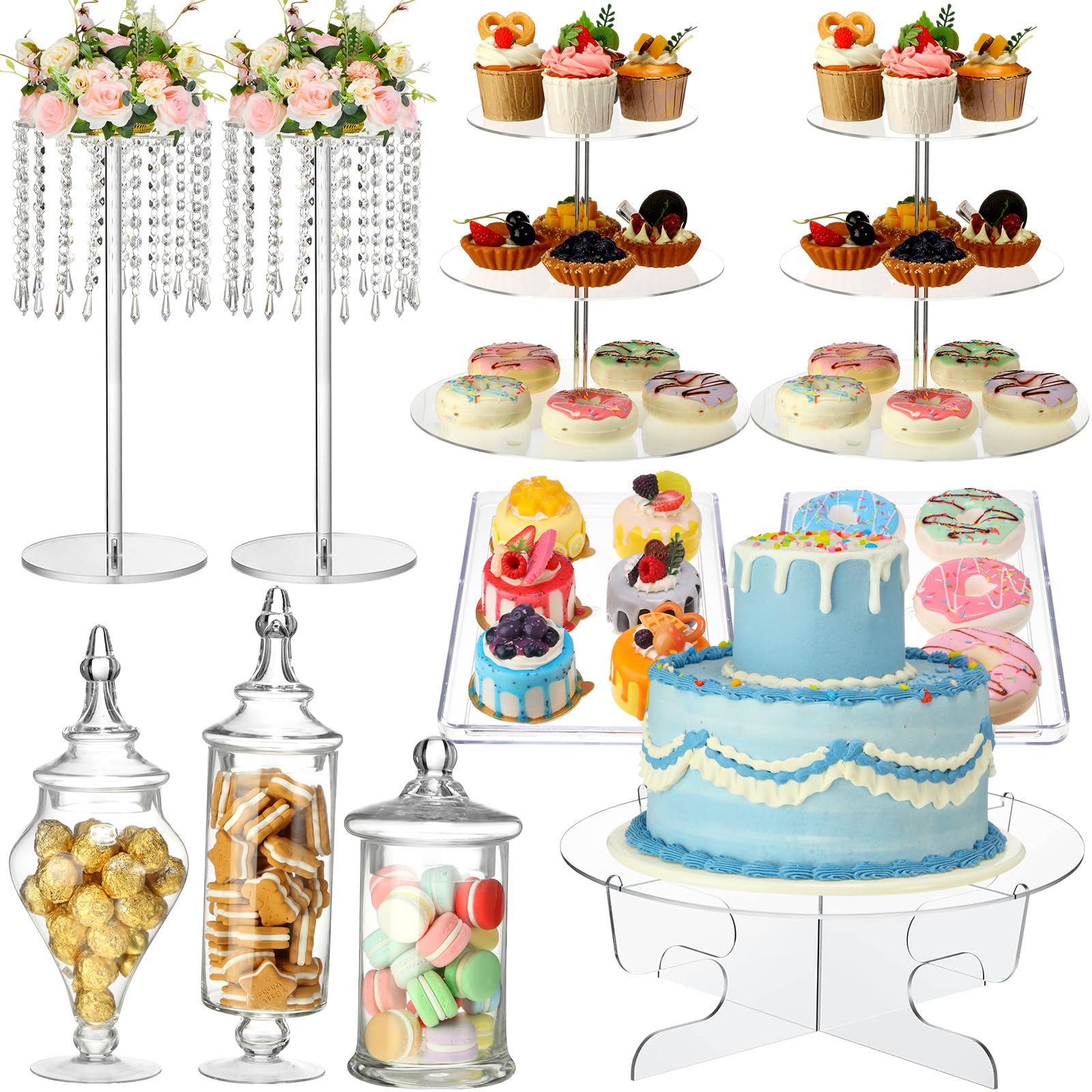Amazon.com | Lallisa 12 Pcs Acrylic Dessert Table Dispaly Set, Include ...